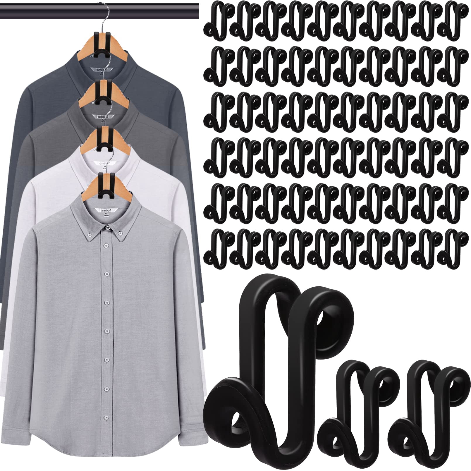 CLRBEATTY 100PCS Clothes Hanger Connector Hooks,Space Saving Extender ...