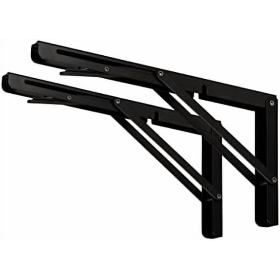 CLT 12" Black Folding Shelf Brackets Max. Load 330 lb, Heavy Duty DIY ...