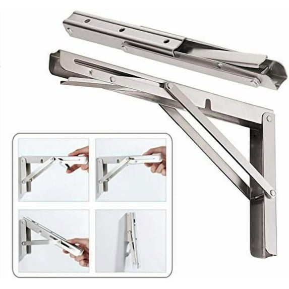 CLT 16'' Folding Shelf Brackets Max. Load 440 lb, Heavy Duty Stainless ...