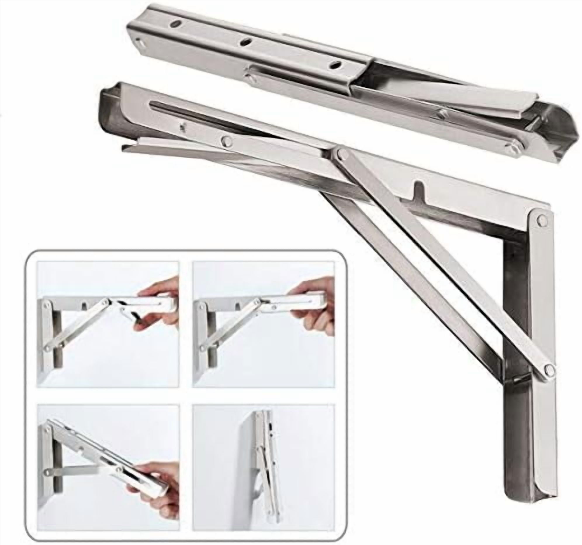 CLT 22'' Folding Shelf Brackets Max. Load 550 lb, Heavy Duty Stainless ...