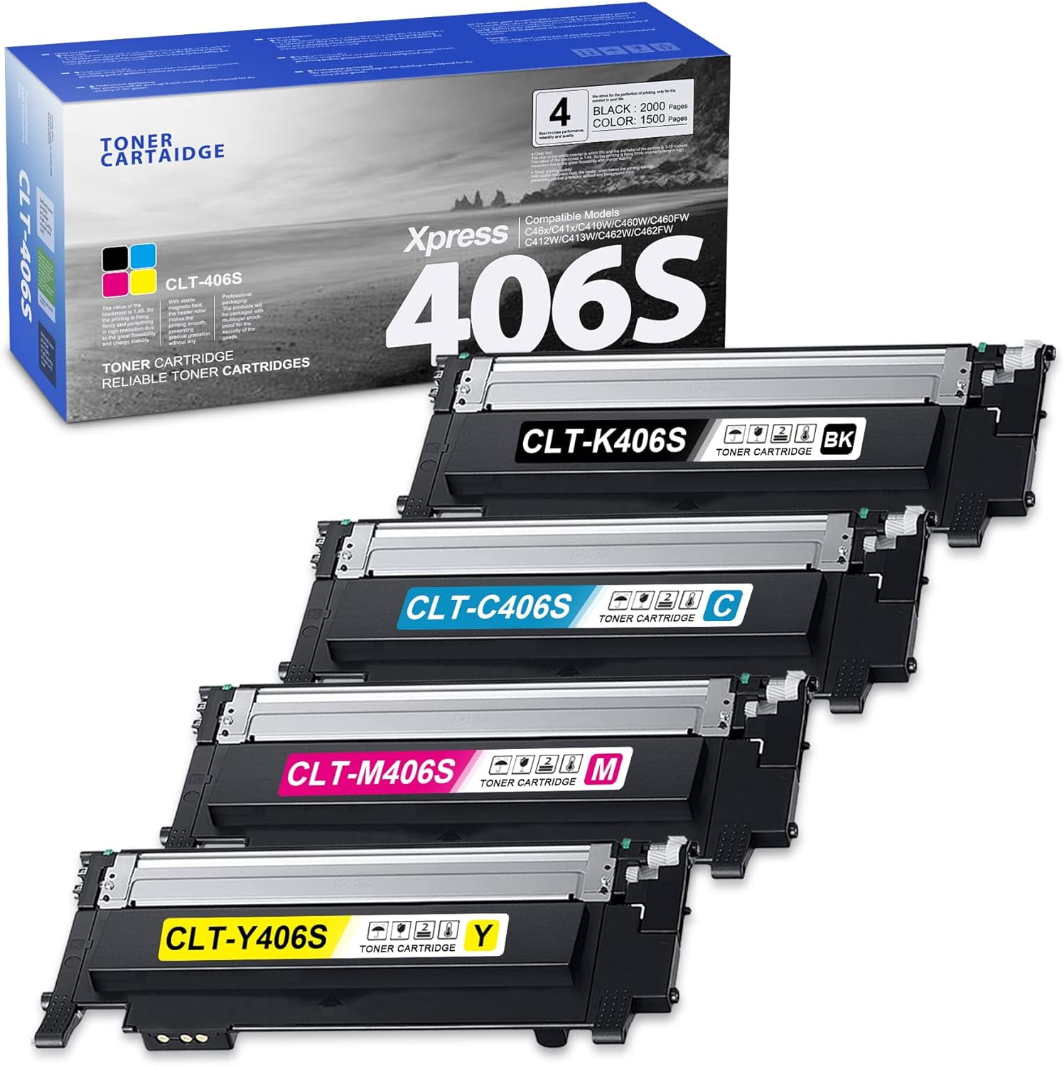 CLT-406S Toner Cartridge Set - (Black, Cyan, Magenta, Yellow) CLT-K406S ...