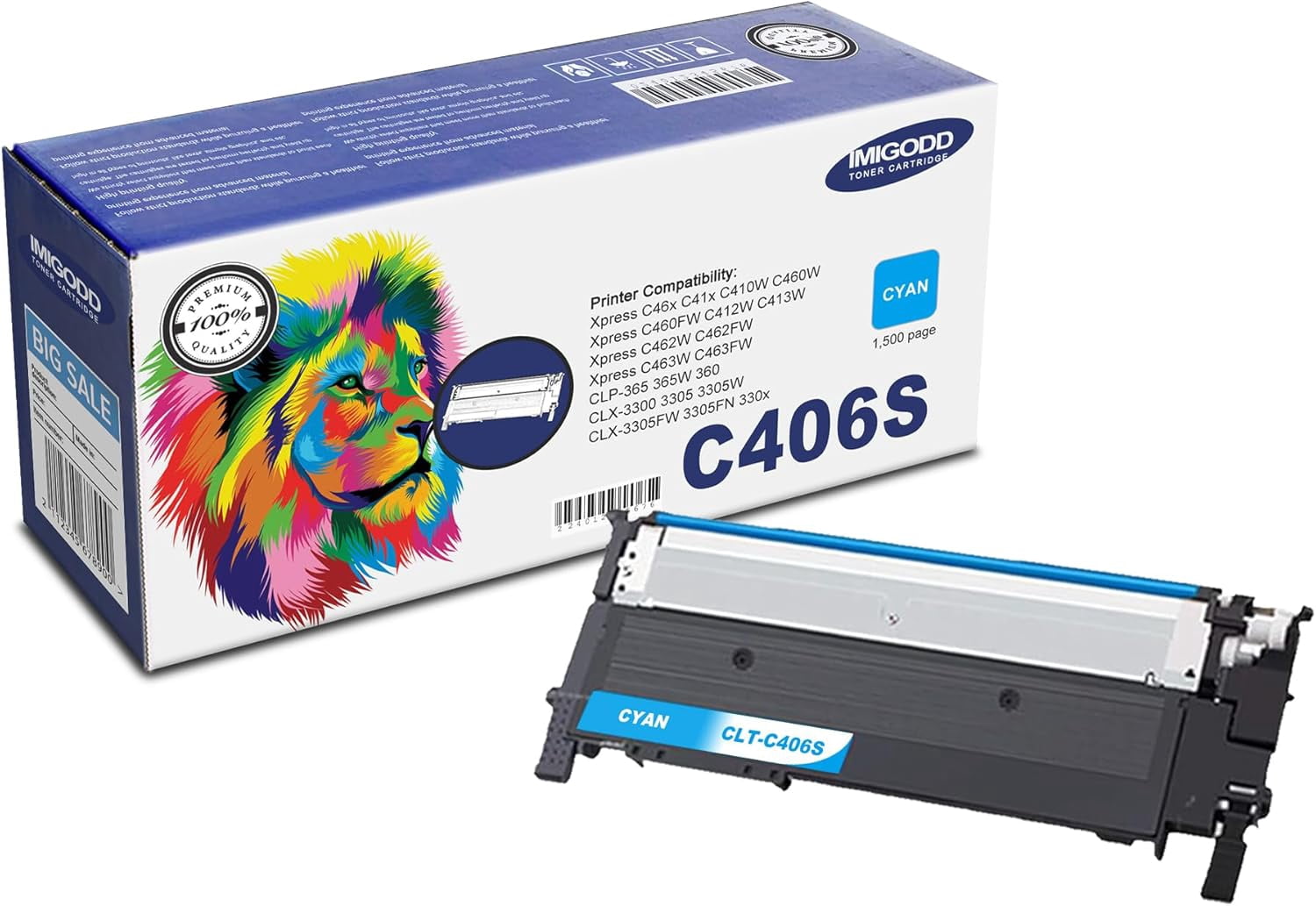 CLT-C406S Cyan Toner Cartridge (with Chip) Replacement Compatible for ...