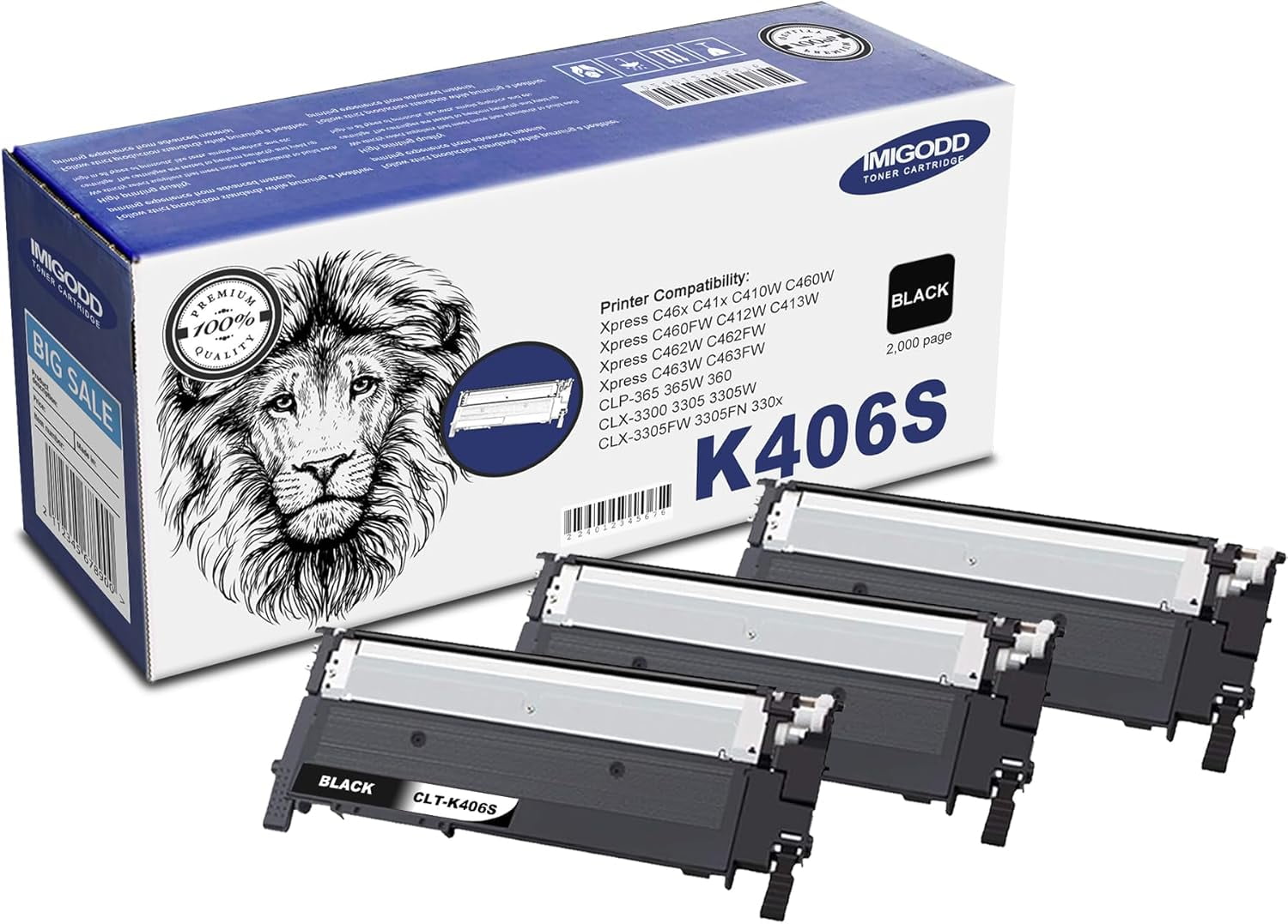 CLT-K406S Black Toner Cartridge (with Chip) Replacement Compatible for Samsung Xpress C46x C41x ...