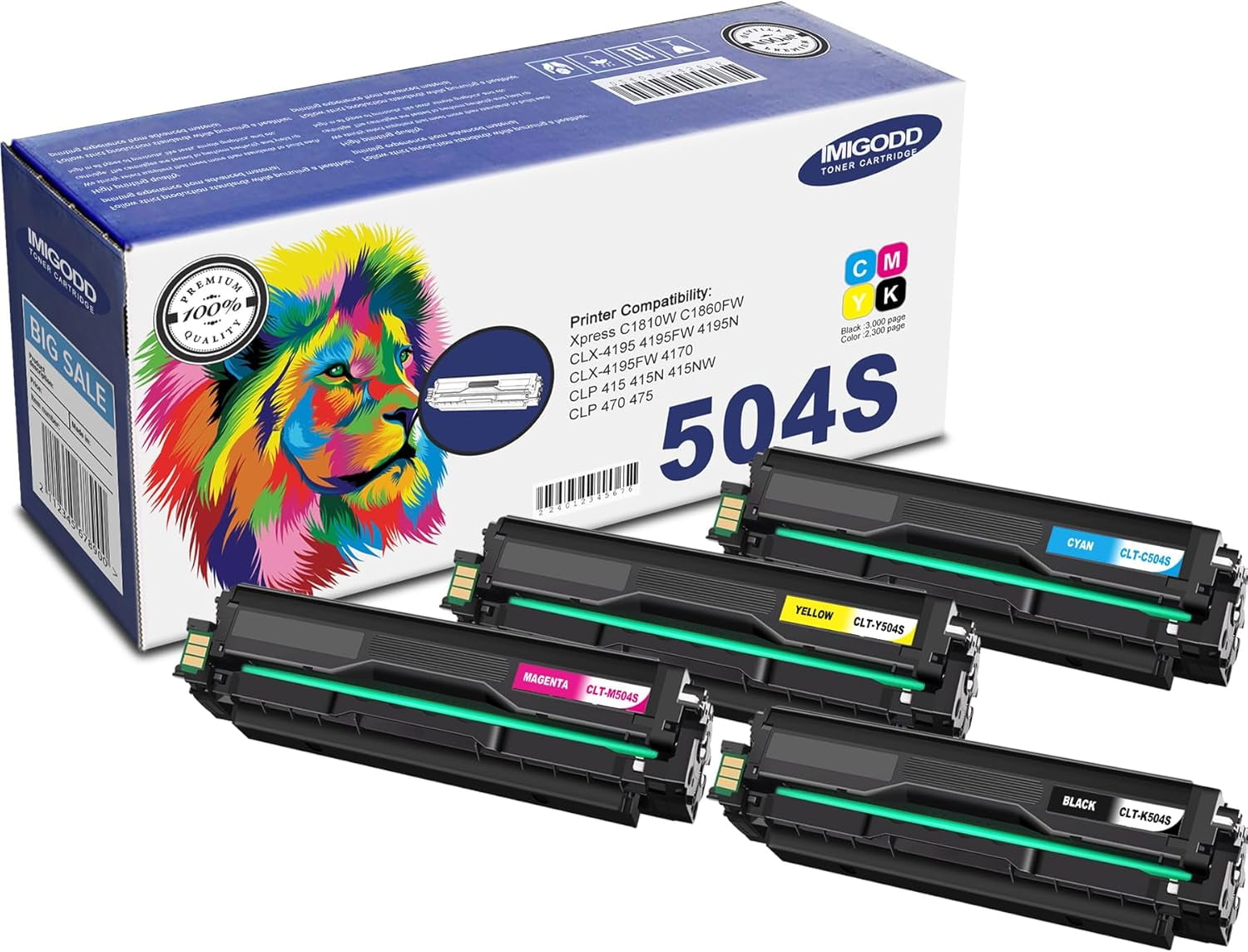 CLT-K504S C504S M504S Y504S BK/C/M/Y Toner Cartridge (With Chip) Replacement Compatible for ...