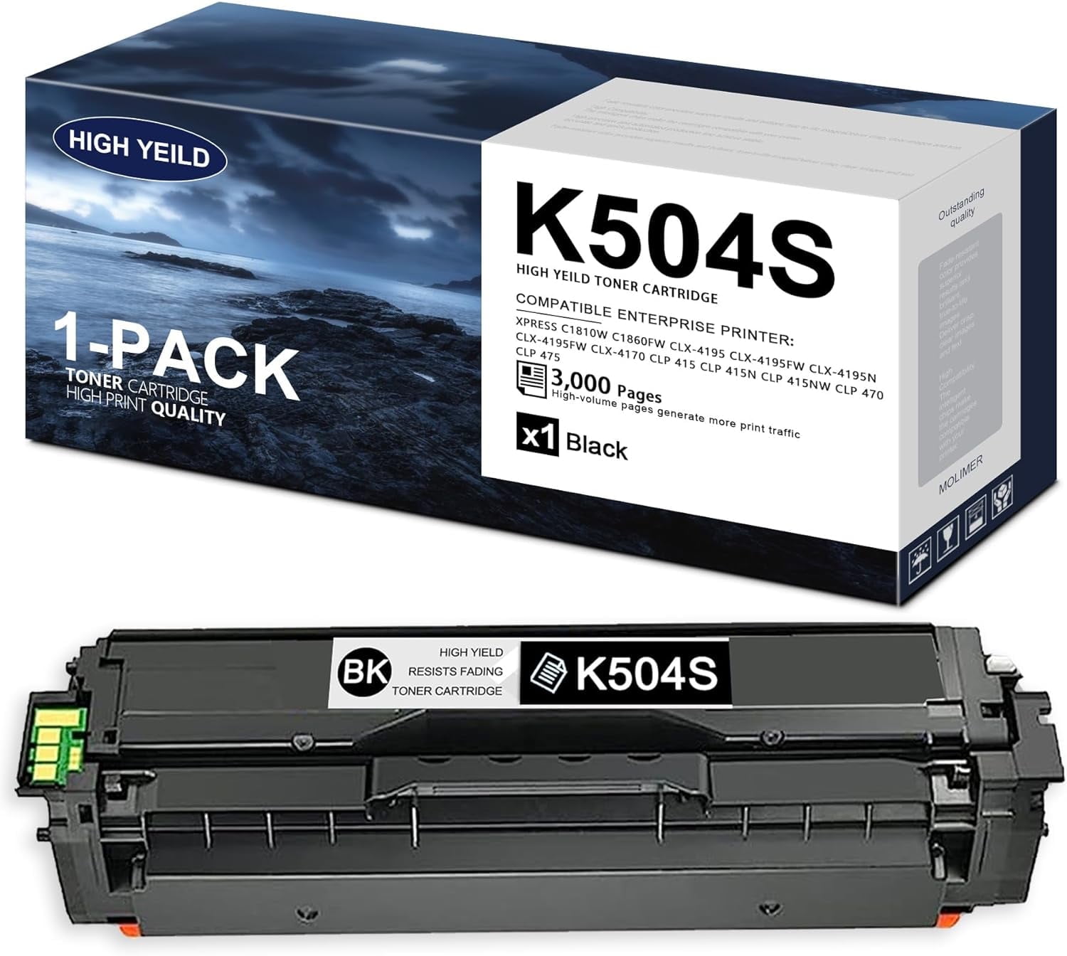 CLT-K504S K504S Black Toner Cartridge Replacement for Samsung K504S ...