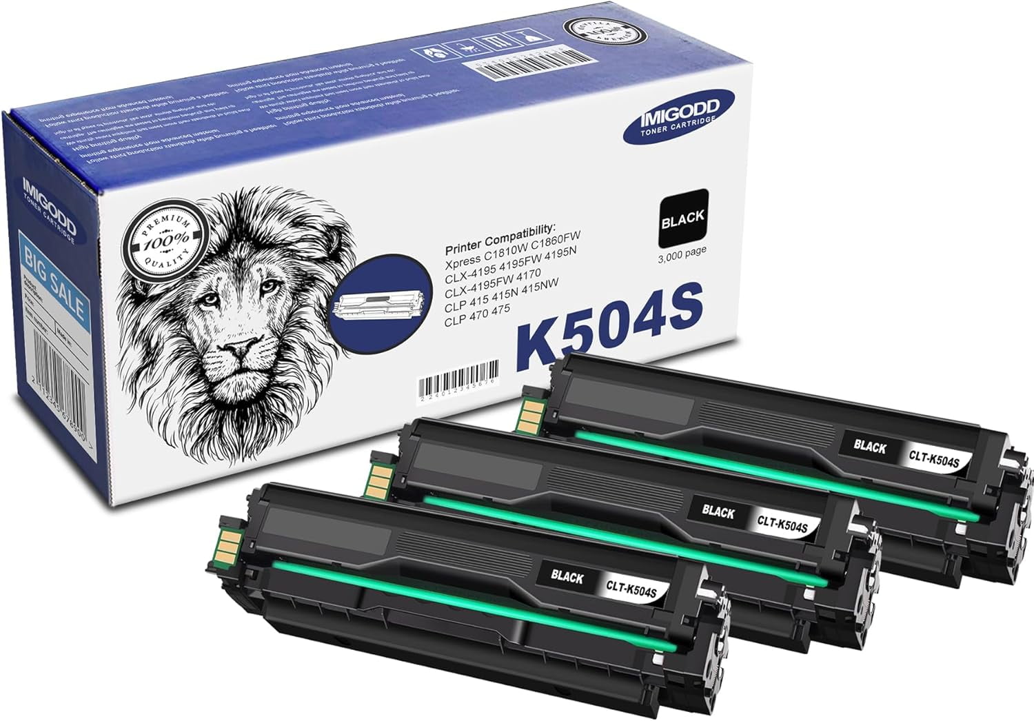 CLT-K504S (SU162A) Black Toner Cartridge (with Chip) Replacement Compatible for Samsung Xpress ...