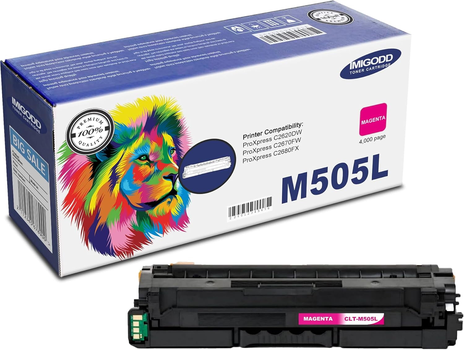 CLT-M505L Magenta Toner Cartridge (with Chip) Replacement Compatible ...