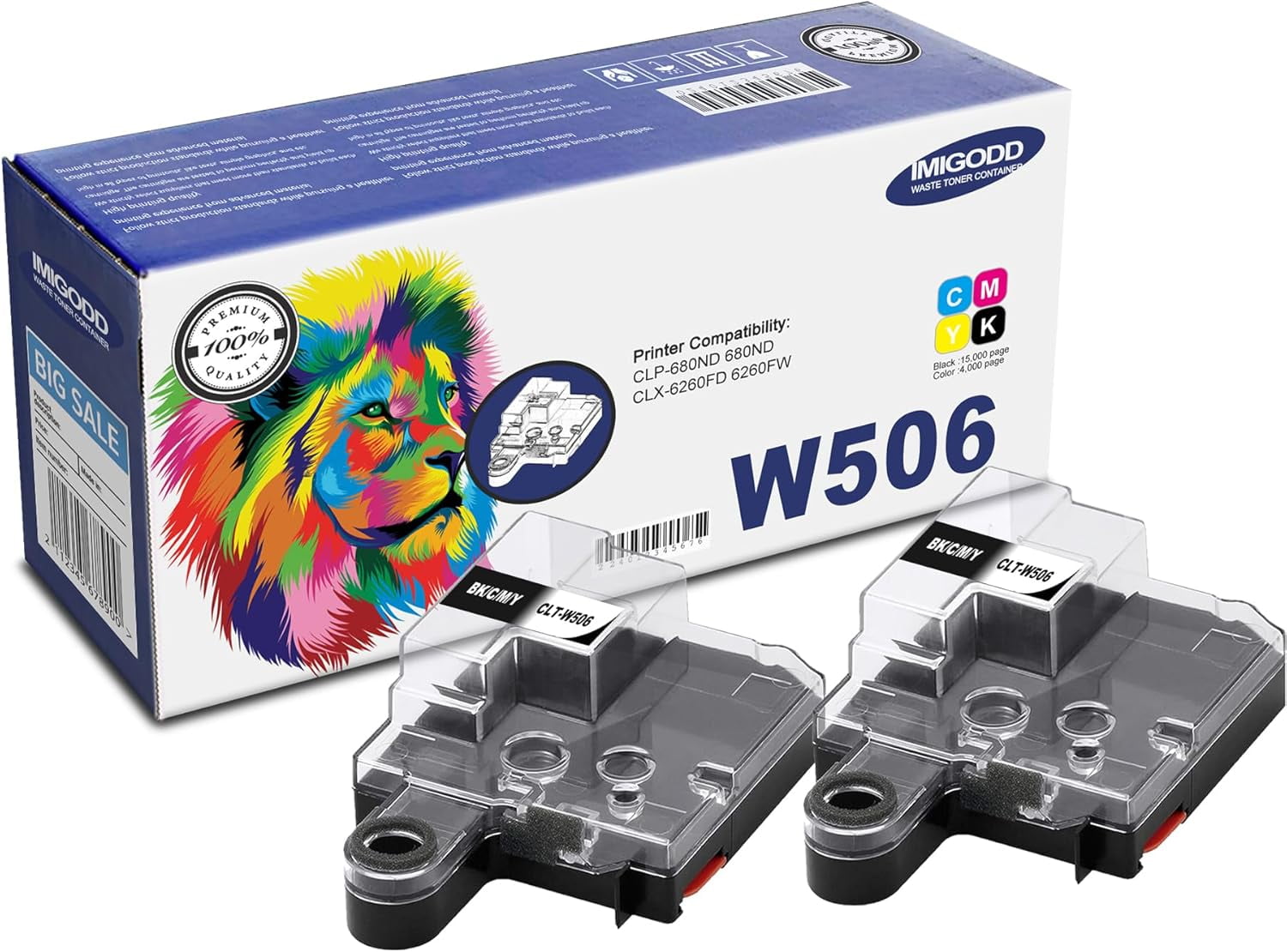 CLT-W506 BK/C/M/Y Waste Toner Container (with Chip) Replacement Compatible for Samsung CLP-680ND ...