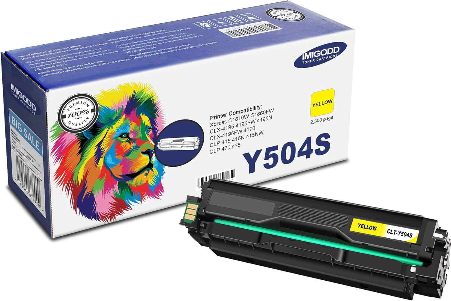 CLT-Y504S (SU506A) Yellow Toner Cartridge (with Chip) Replacement Compatible for Samsung Xpress ...