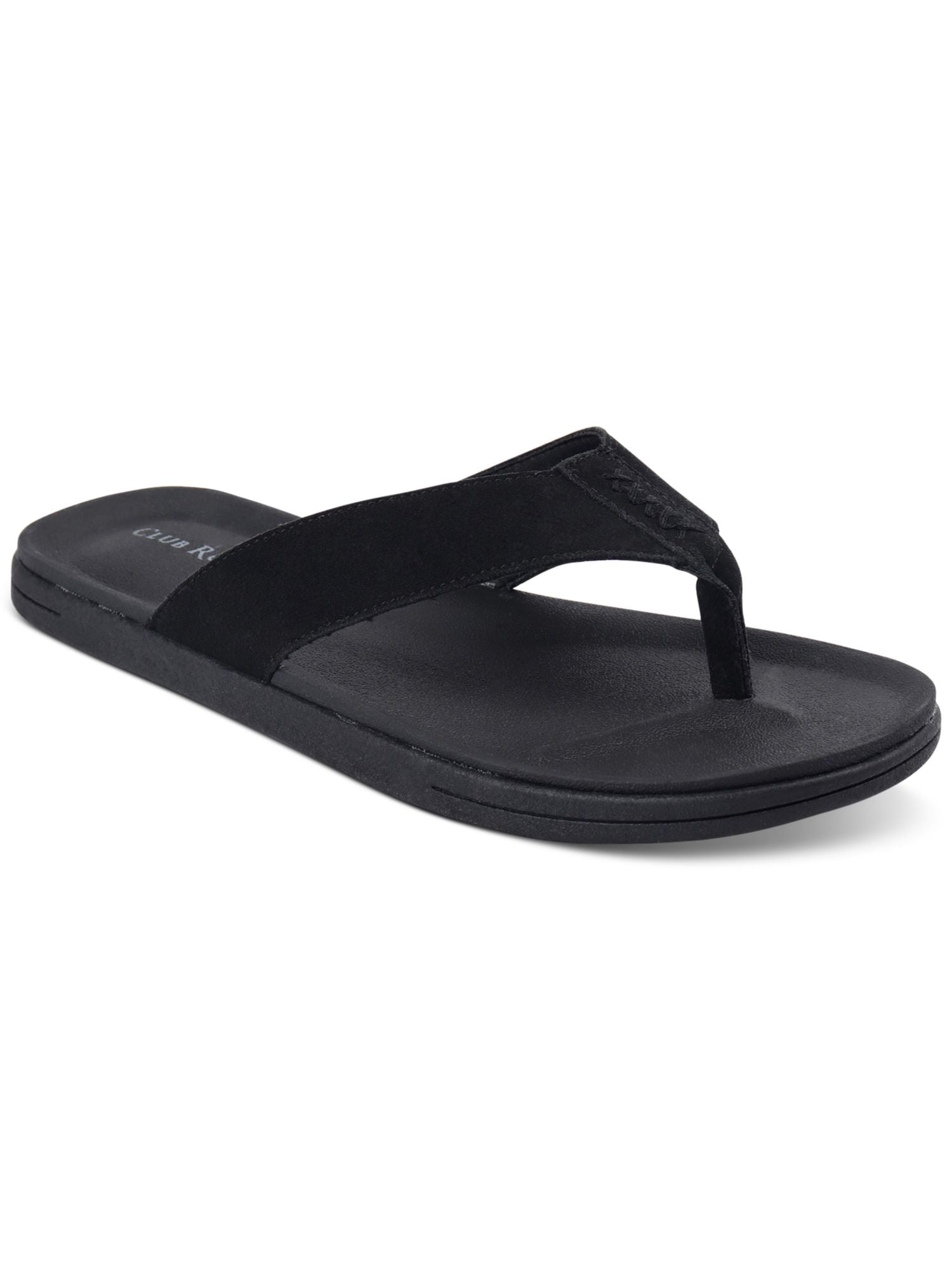 CLUBROOM Mens Black Padded Riley Round Toe Slip On Flip Flop Sandal 12 ...