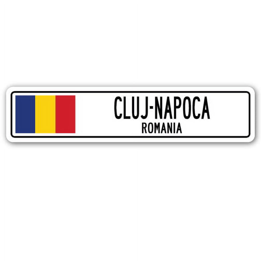 CLUJ-NAPOCA ROMANIA Street Sign Decal Romanian flag city country road ...