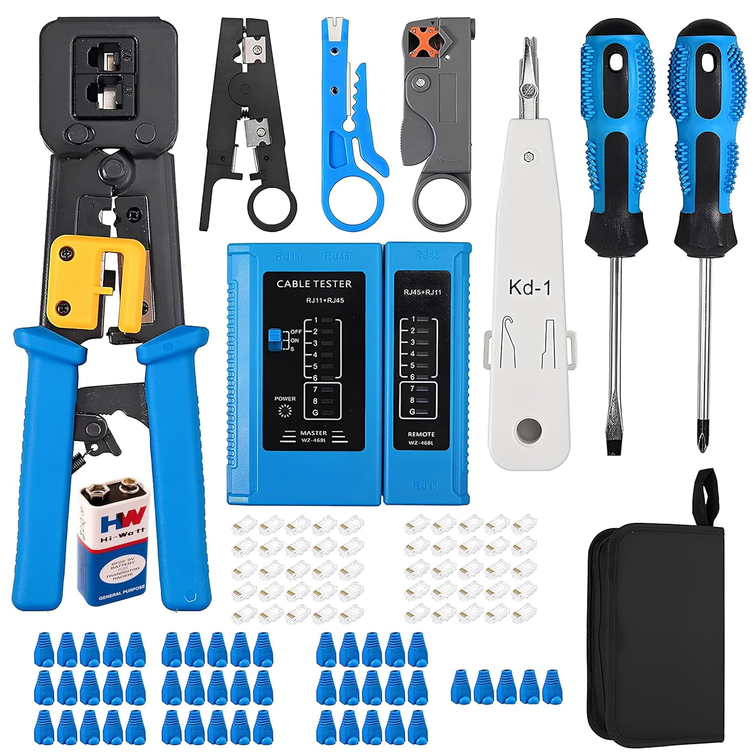 CLUSPEX Crimping Tool RJ45 Wire Cutter Tool Kit Cat5 Cat5e Cat6 50PCS ...