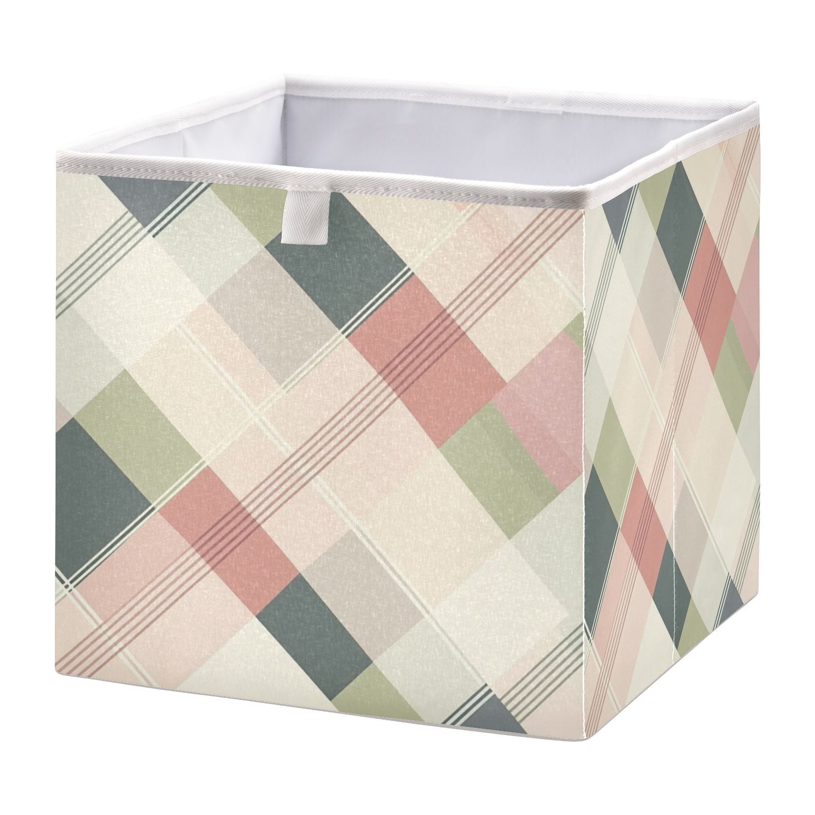 CLXMCS Charming Pearmain Tartan 480 Storage Box, Fabric Cube Storage Box, Collapsible Storage ...