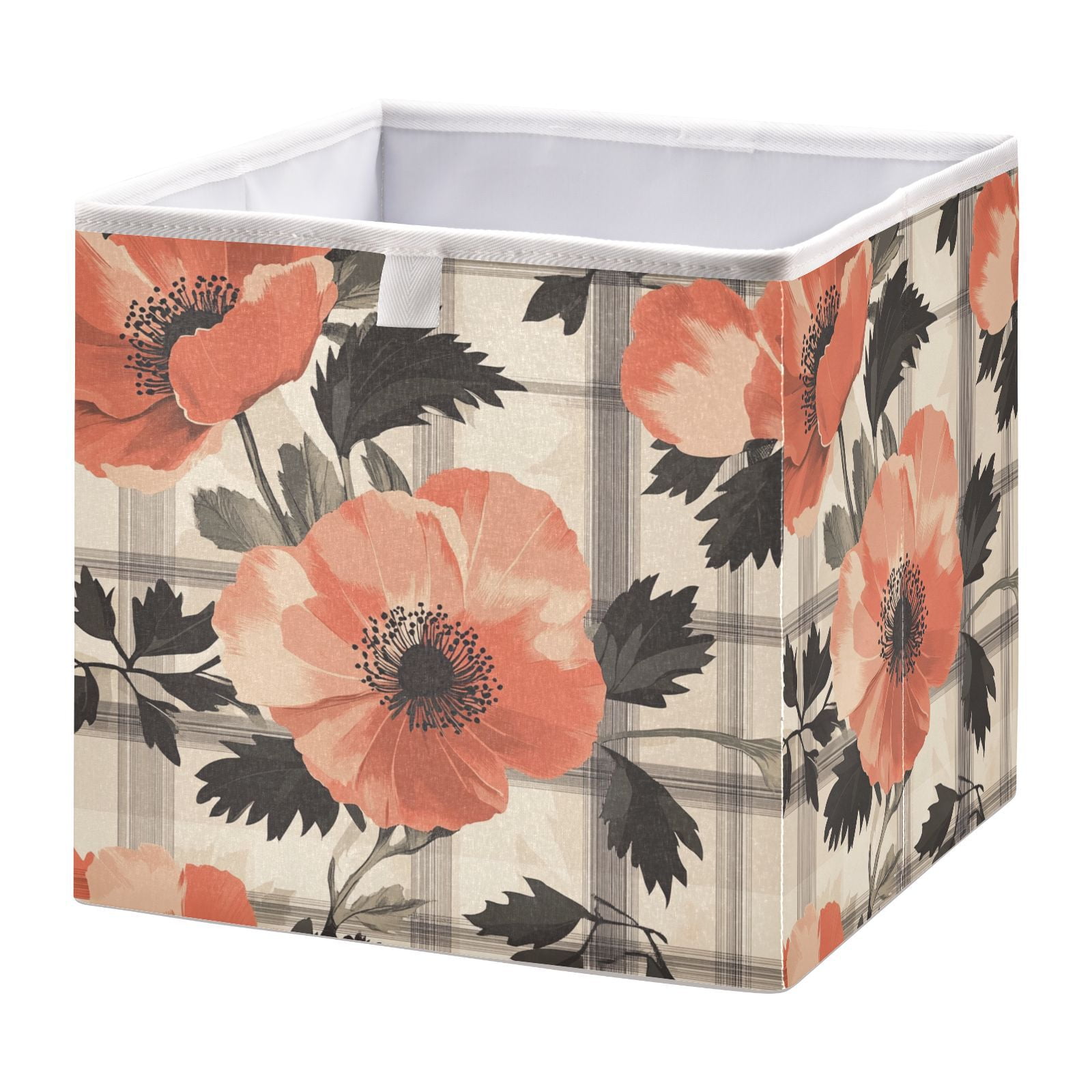 CLXMCS Tartan Rose Poppy3898 Storage Box, Fabric Cube Storage Box ...