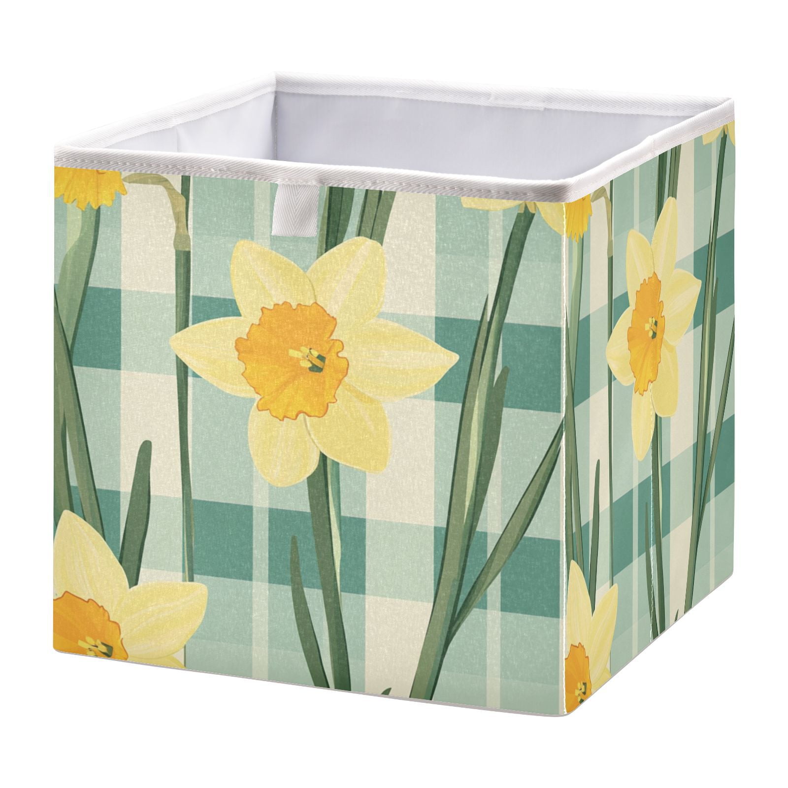 CLXMCS Tartan Spring Daffodil3936 Storage Box, Fabric Cube Storage Box ...