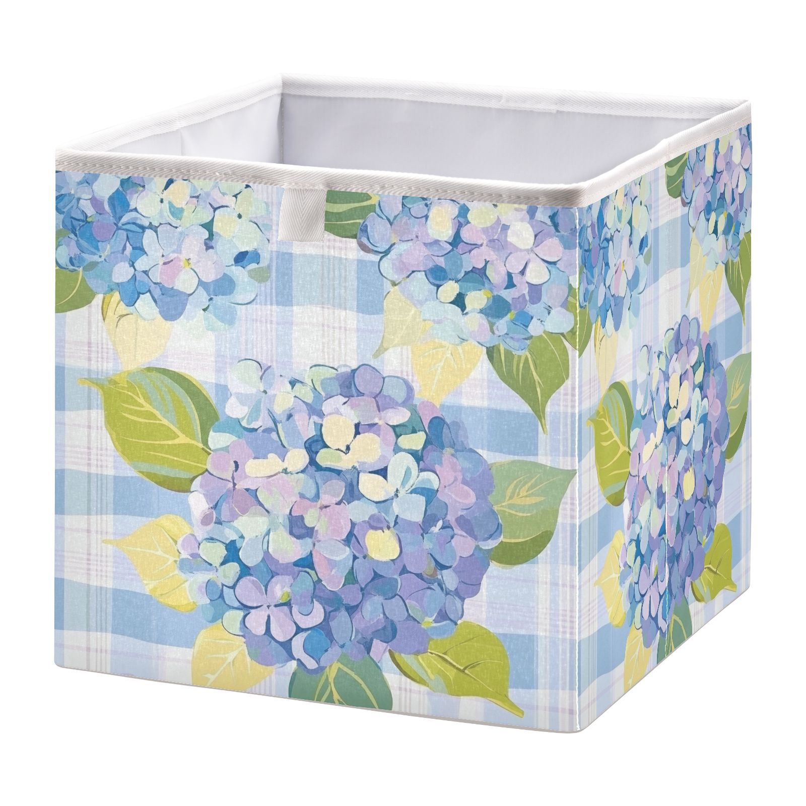 CLXMCS Tartan Spring Hydrangea3977 Storage Box, Fabric Cube Storage Box ...