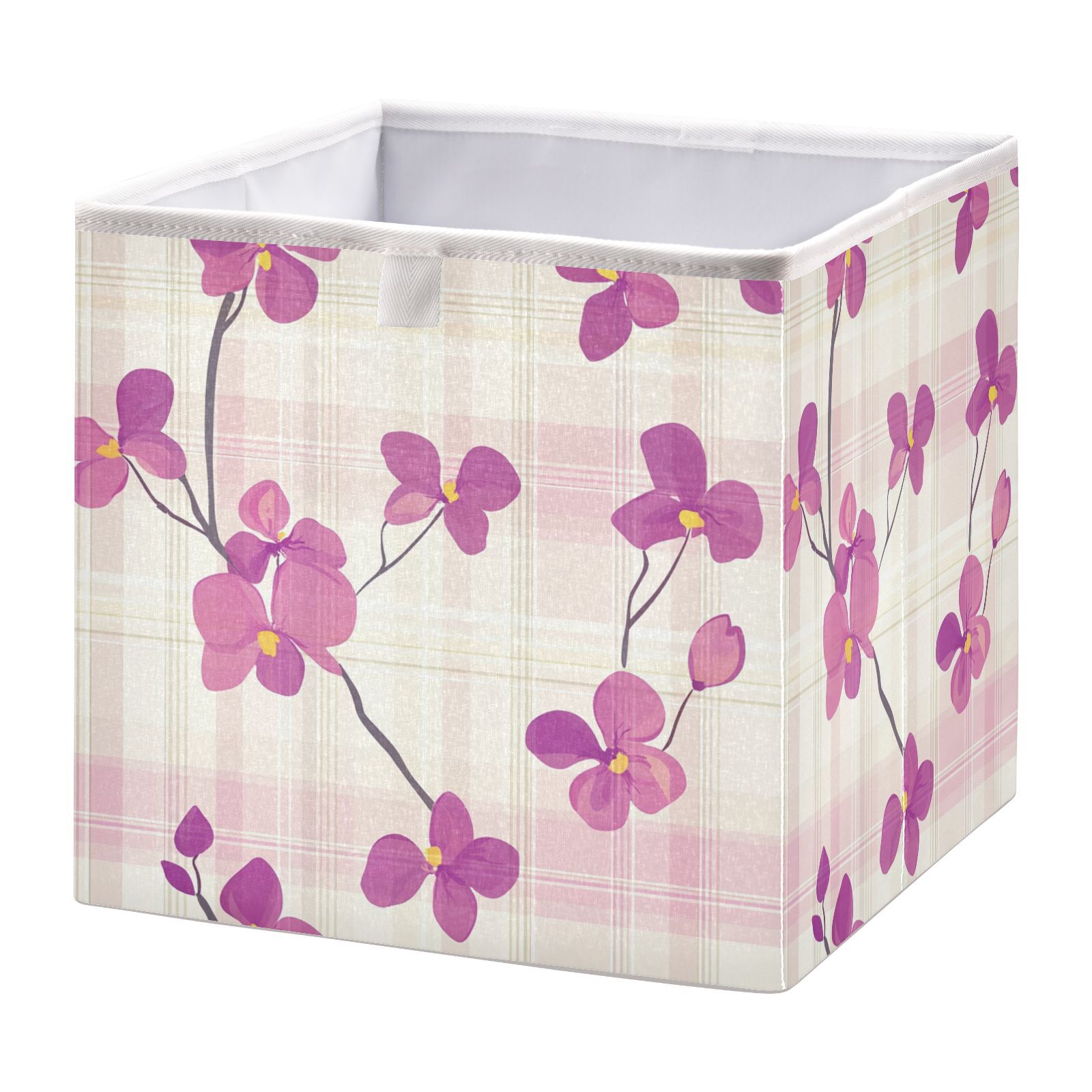 CLXMCS Tartan Spring Orchid4003 Storage Box, Fabric Cube Storage Box ...