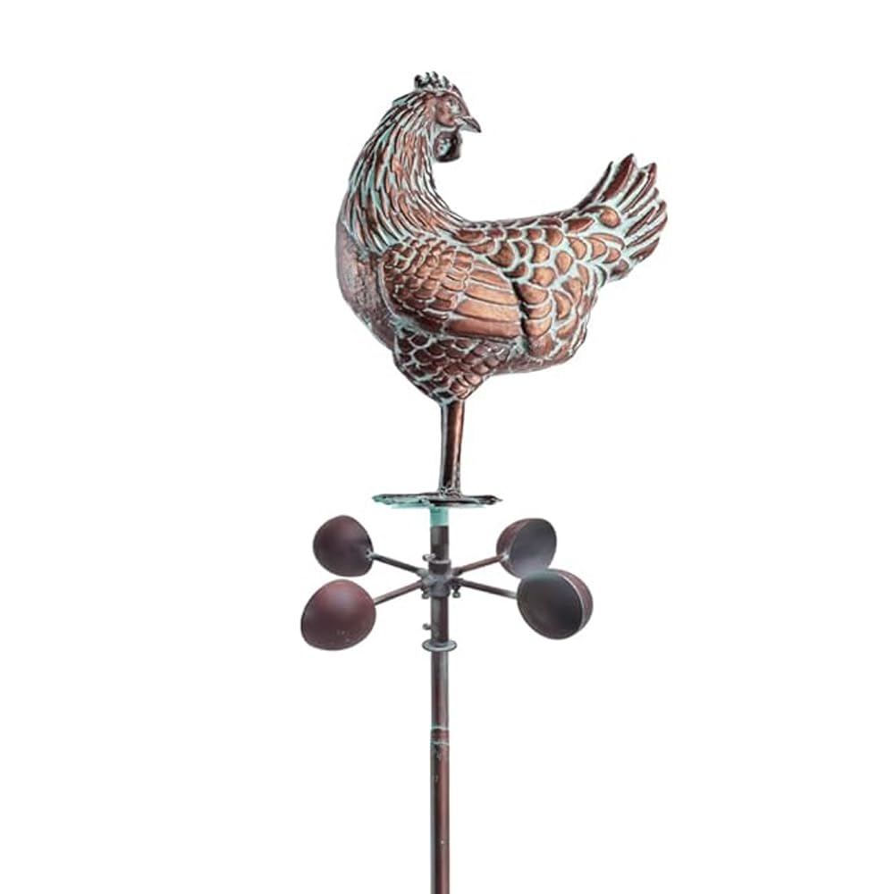 CLYB 3D Large Metal Hen Statue Spinner 79" Kinetic Garden Chicken ...