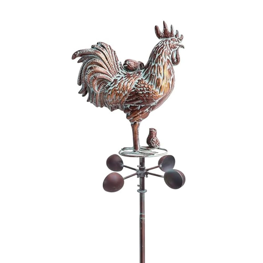 CLYB 3D Large Metal Rooster with Chicks Statue 79" H Kinetic Garden ...