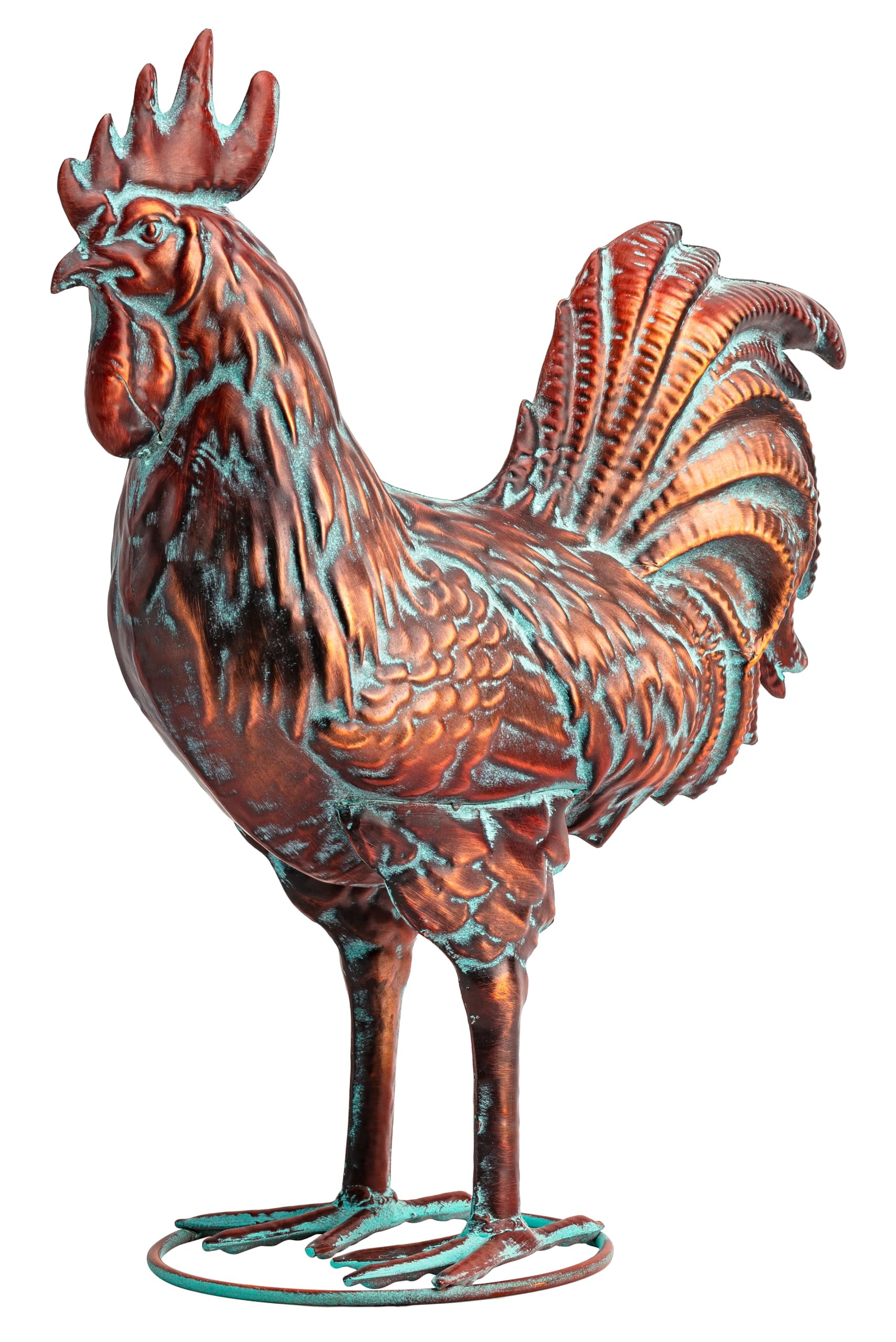 CLYB Garden Rooster Statues,15.7" L x 18.8" H Outdoor Metal Chicken ...