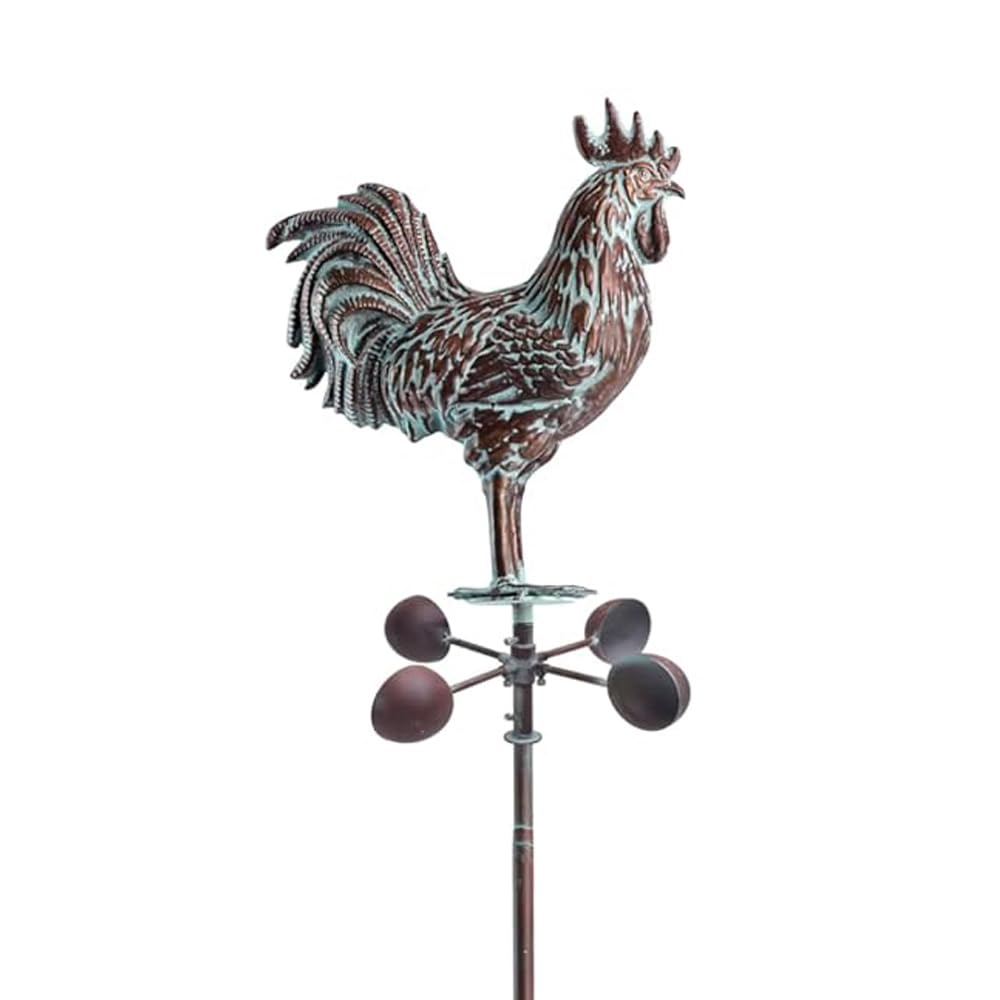 CLYB Metal Garden Rooster Yard Decor,79" Copper Wind Sculptures ...