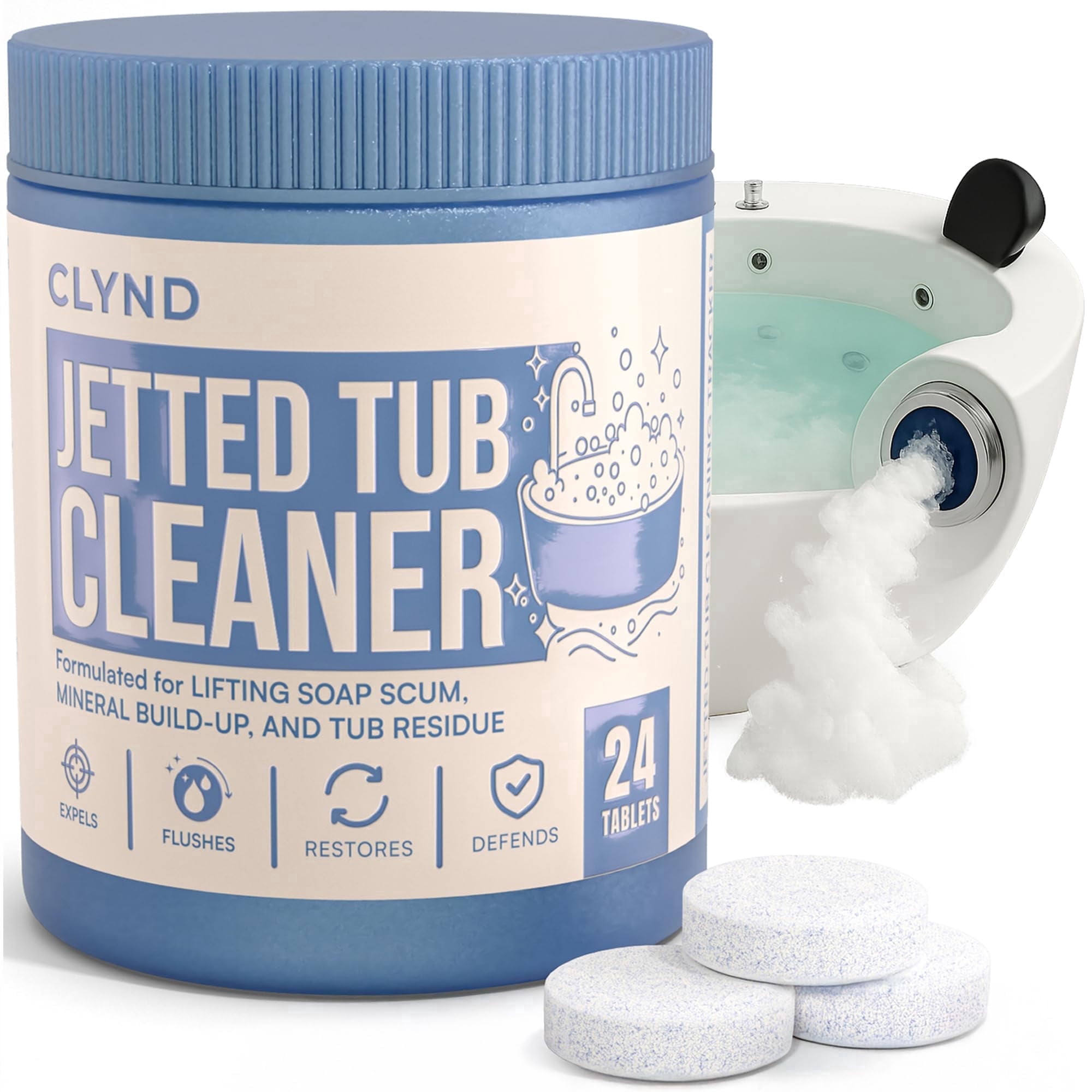 CLYND Jetted Tub Cleaner for the Jets and the Tubes 24 Tablets ...