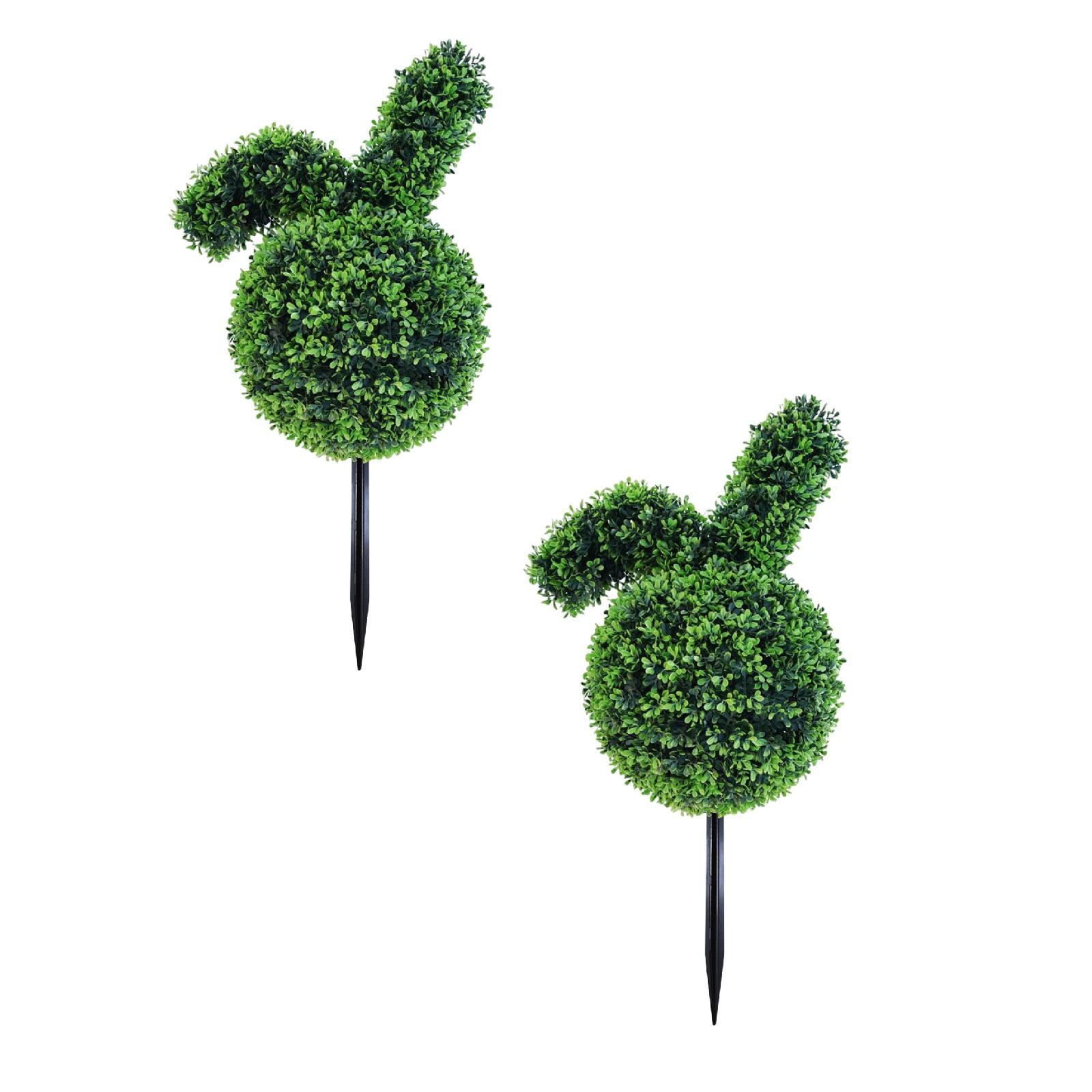 CLZOUD (2 PACK)Artificial Bunny Topiary Outdoor Decor with LED Lights ...
