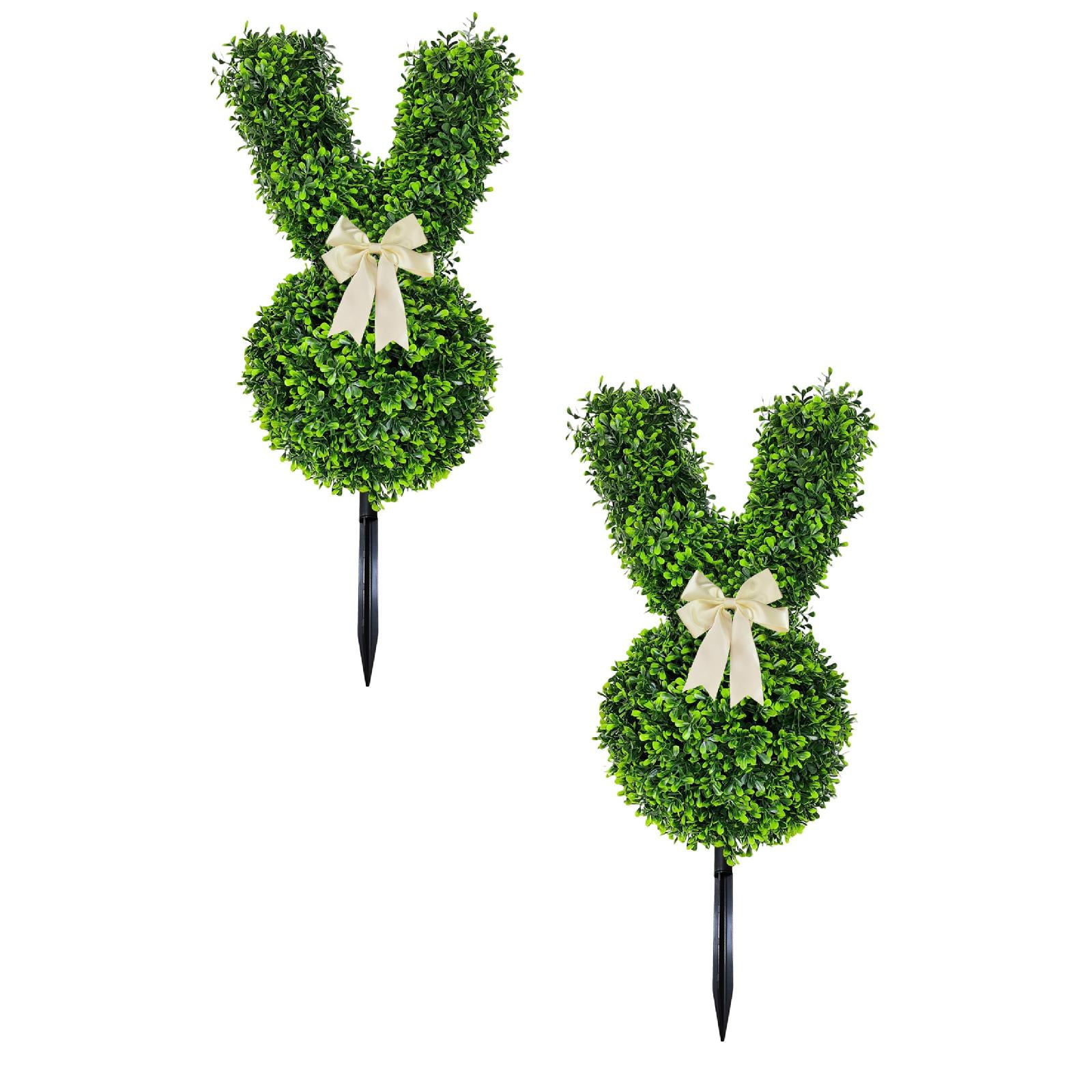 CLZOUD (2 PACK)Artificial Bunny Topiary Outdoor Decor with LED Lights ...