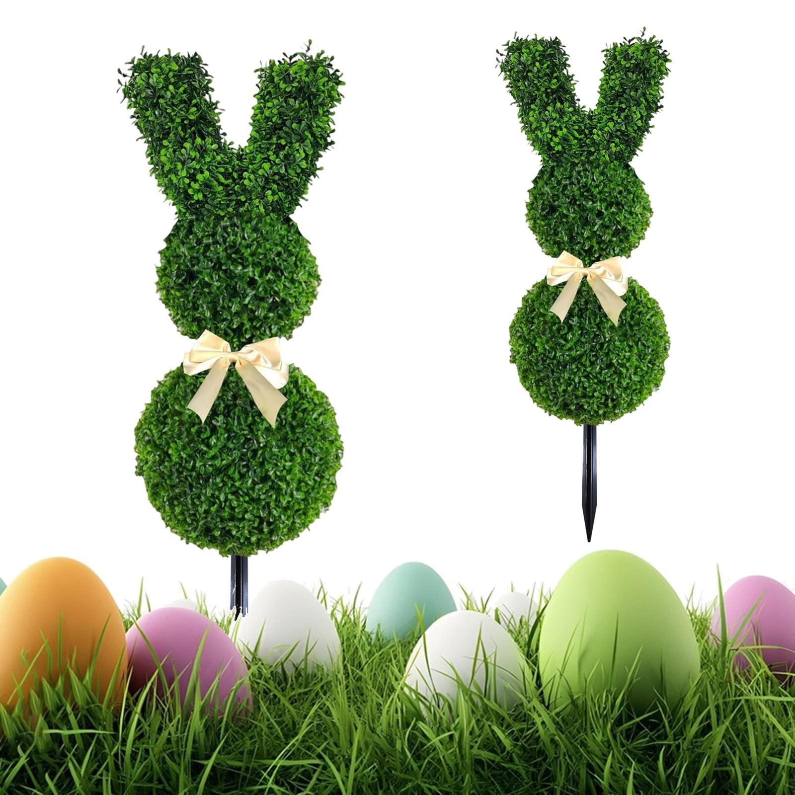 CLZOUD 2 Pack 2.3ft or 3ft Artificial Bunny Topiary Outdoor Rabbit ...