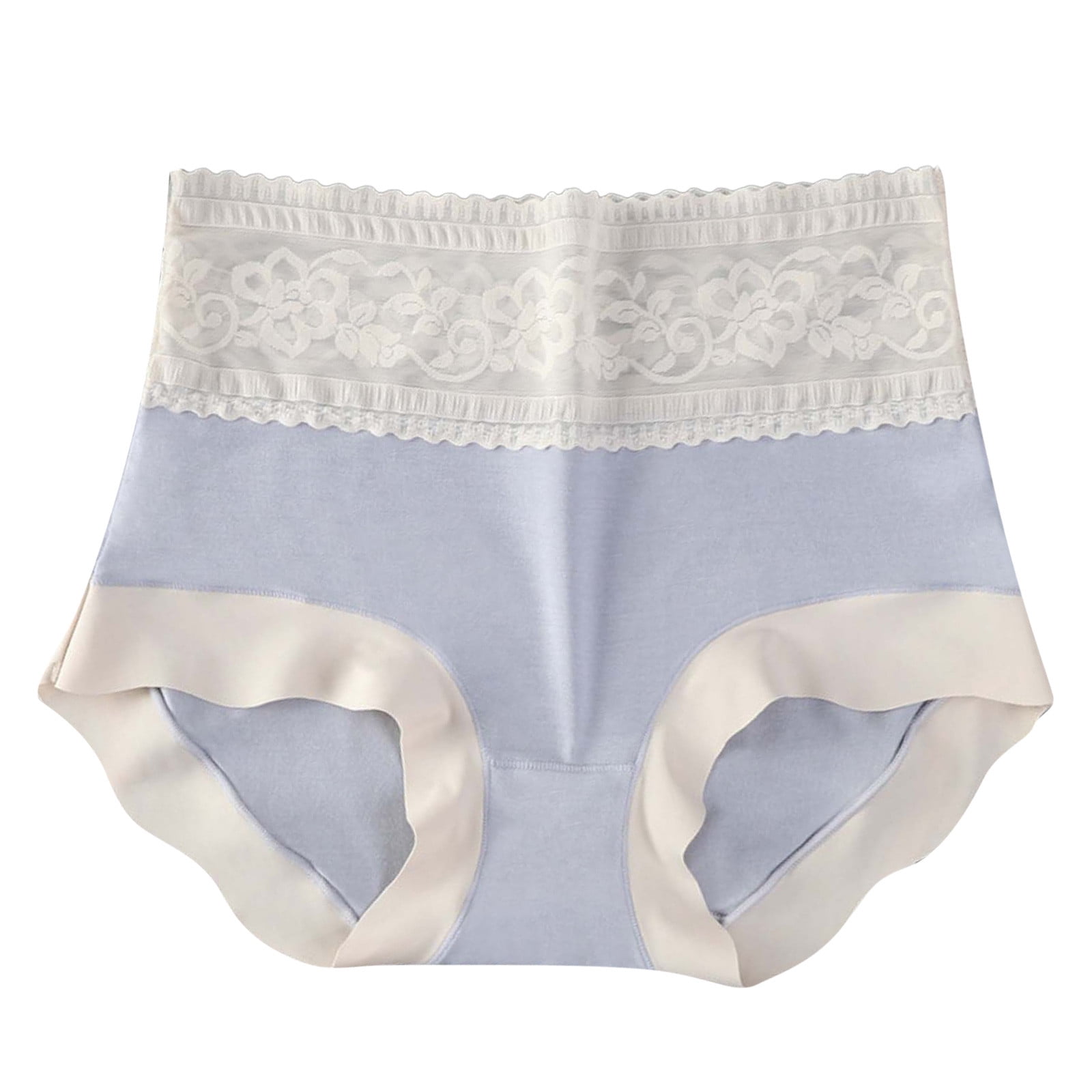 Clzoud Plus Size Woman Panties Sky Blue Lace Womens High Waisted Cotton Underwear Soft Full