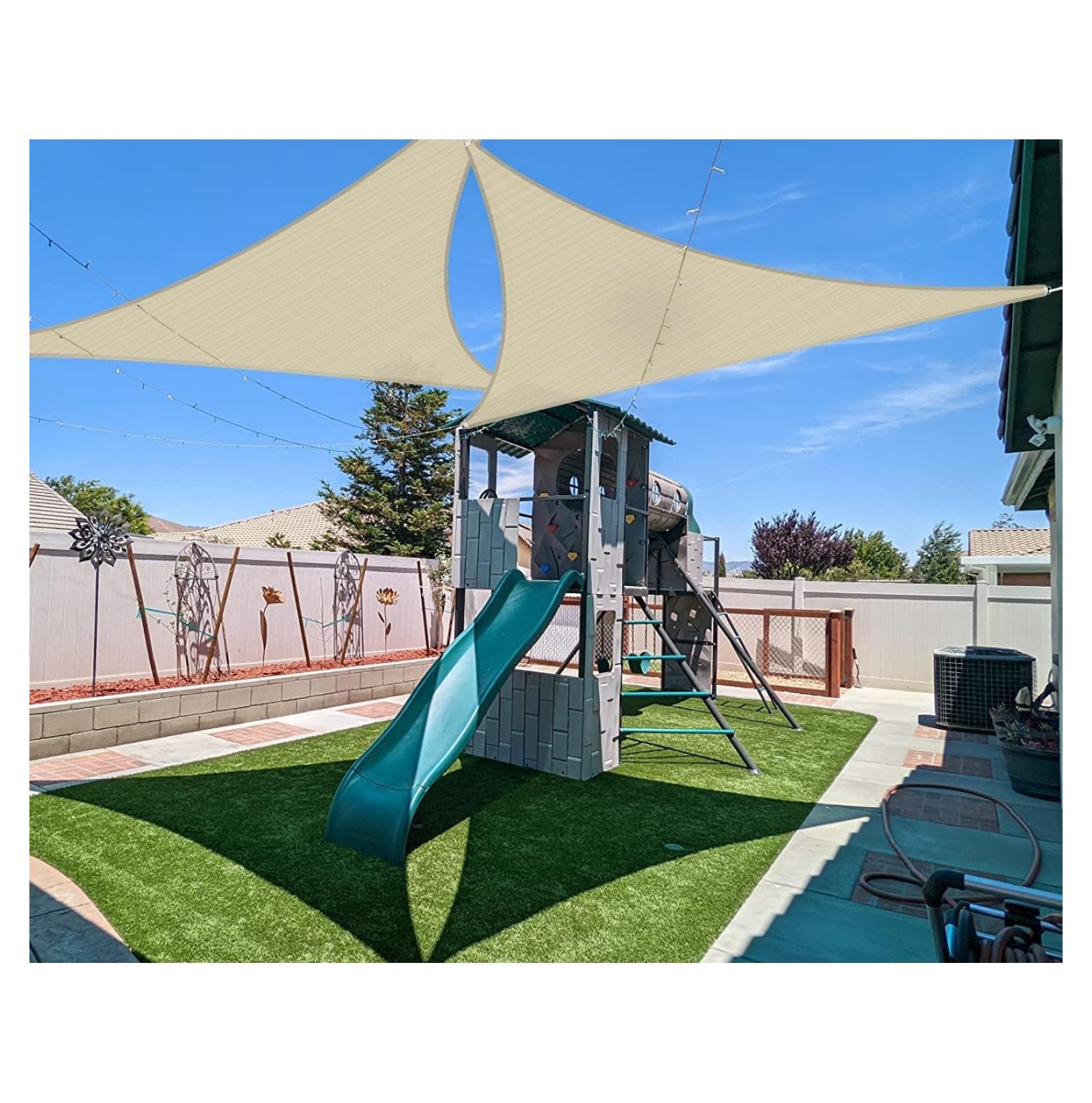 CLkPde 15'x15'x15' Sun Shade Sail Triangle Outdoor Heavy Duty Fabric ...
