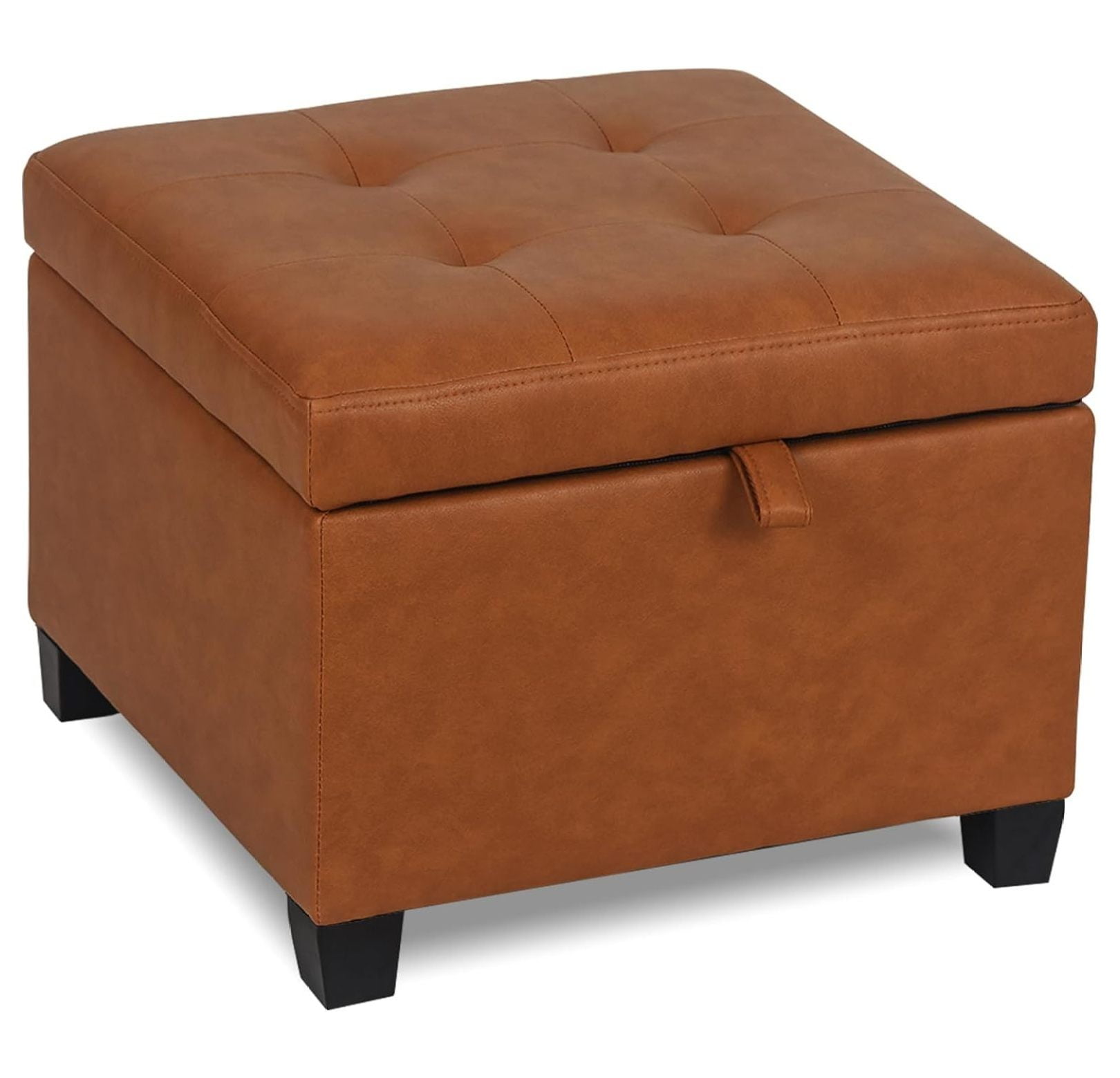 CLkPde 17.5" Faux Leather Storage Ottoman with Hinged Lid, 14 Inch High ...