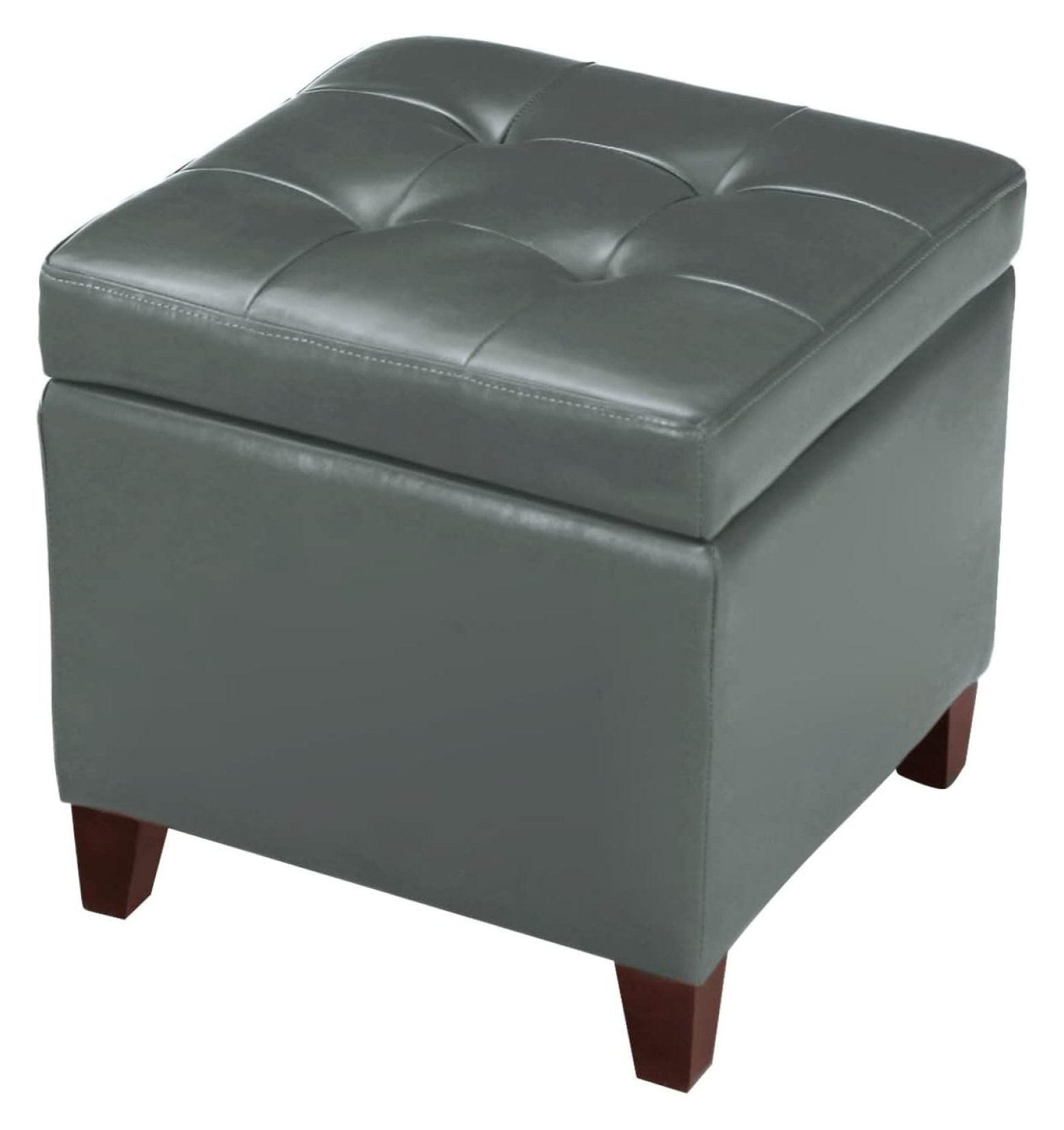 CLkPde Bonded Leather Square Tufted Cubic Cube Footstool, 18" Height ...
