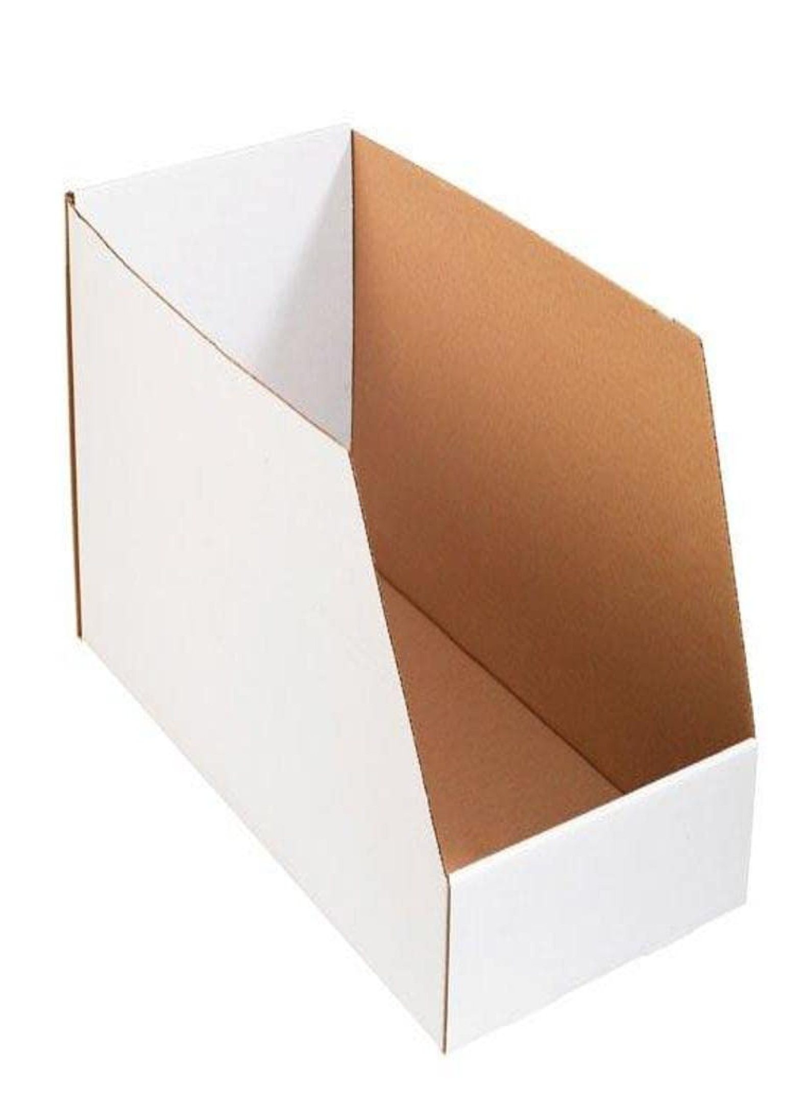 CLkPde Jumbo Corrugated Cardboard Storage Bins, 8"x 24"x 12", White ...