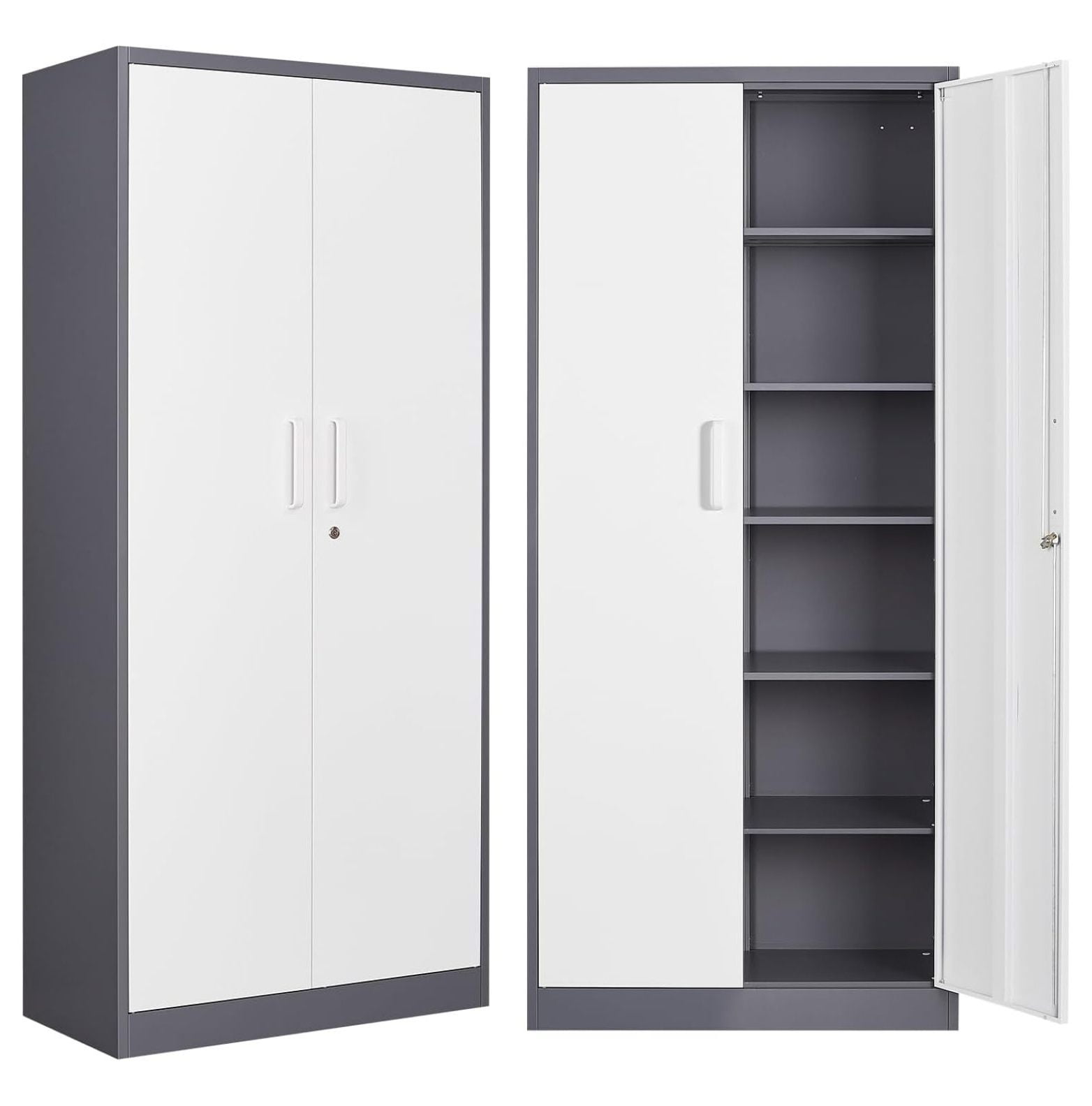 CLkPde Metal Storage Cabinet with Doors and Shelves, 71" Tool Storage ...