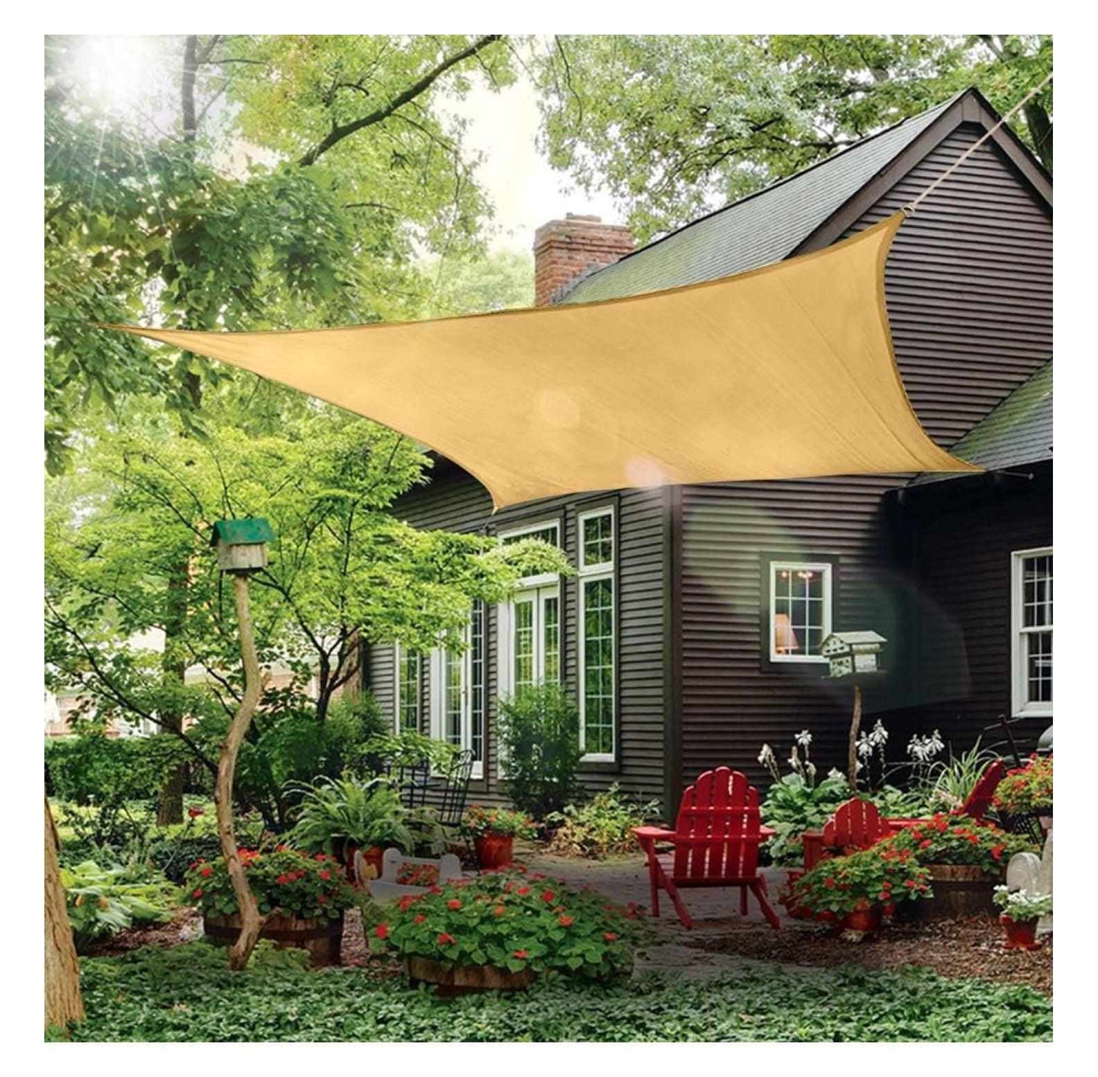 CLkPde Outdoor Sun Shade Sail Canopy, 10' x 14' Rectangle Shade Cloth ...