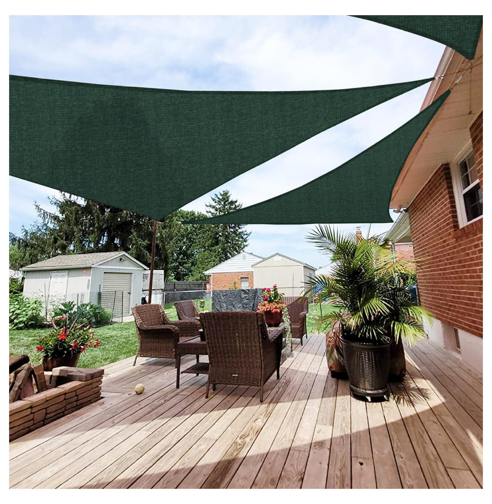 CLkPde Paradise 12' x 12' x 12' Green Sun Shade Sail Triangle Canopy ...