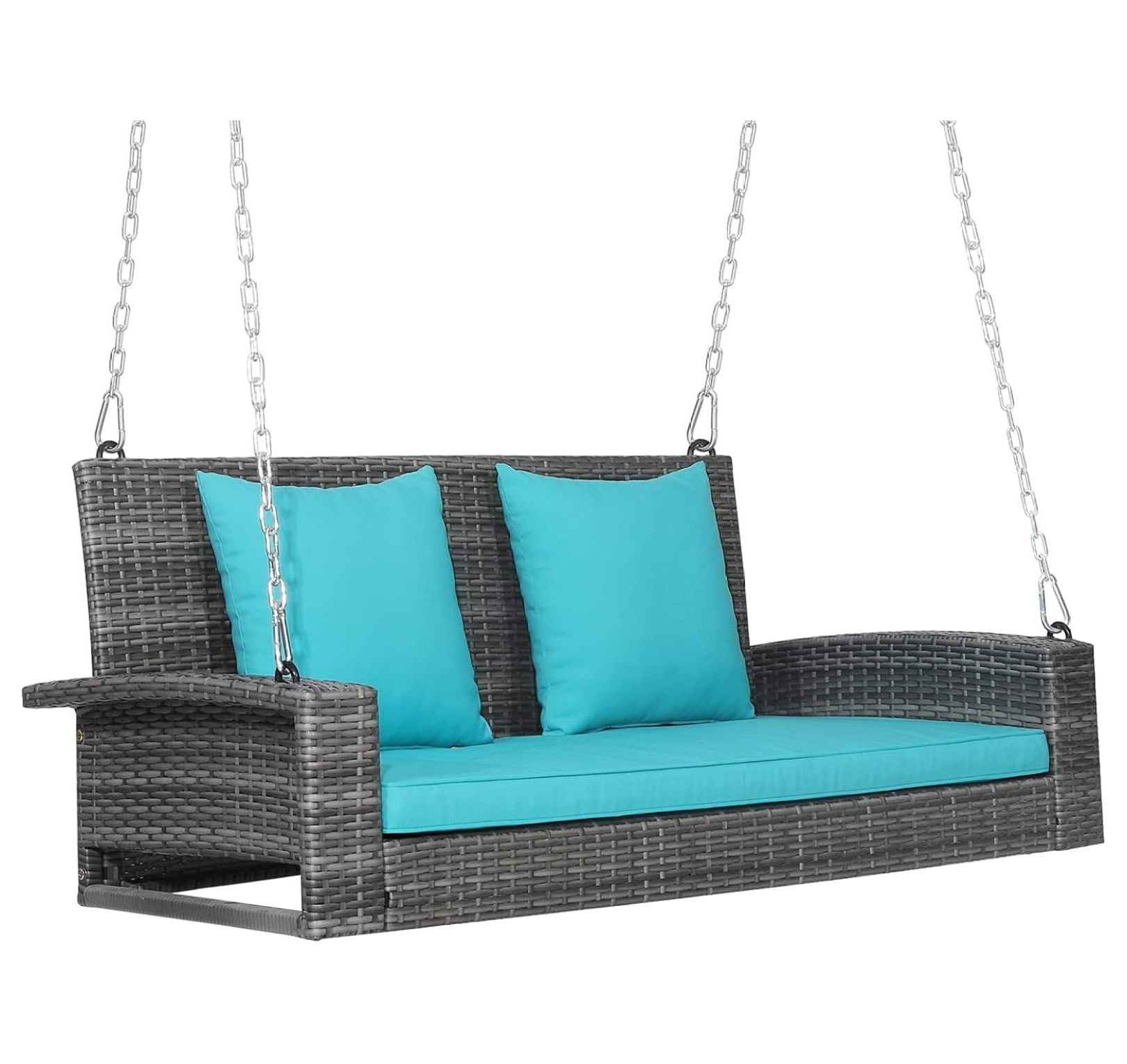 CLkPde Wicker Porch Swing Bench, Outdoor 2-Person Hanging Swing Bench ...
