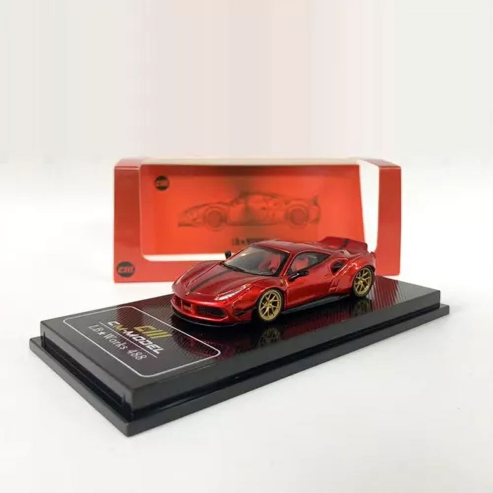 CM 1:64 Model Car Ferrari 488 Wide Body Metal Sport Vehicle Duck Wing ...