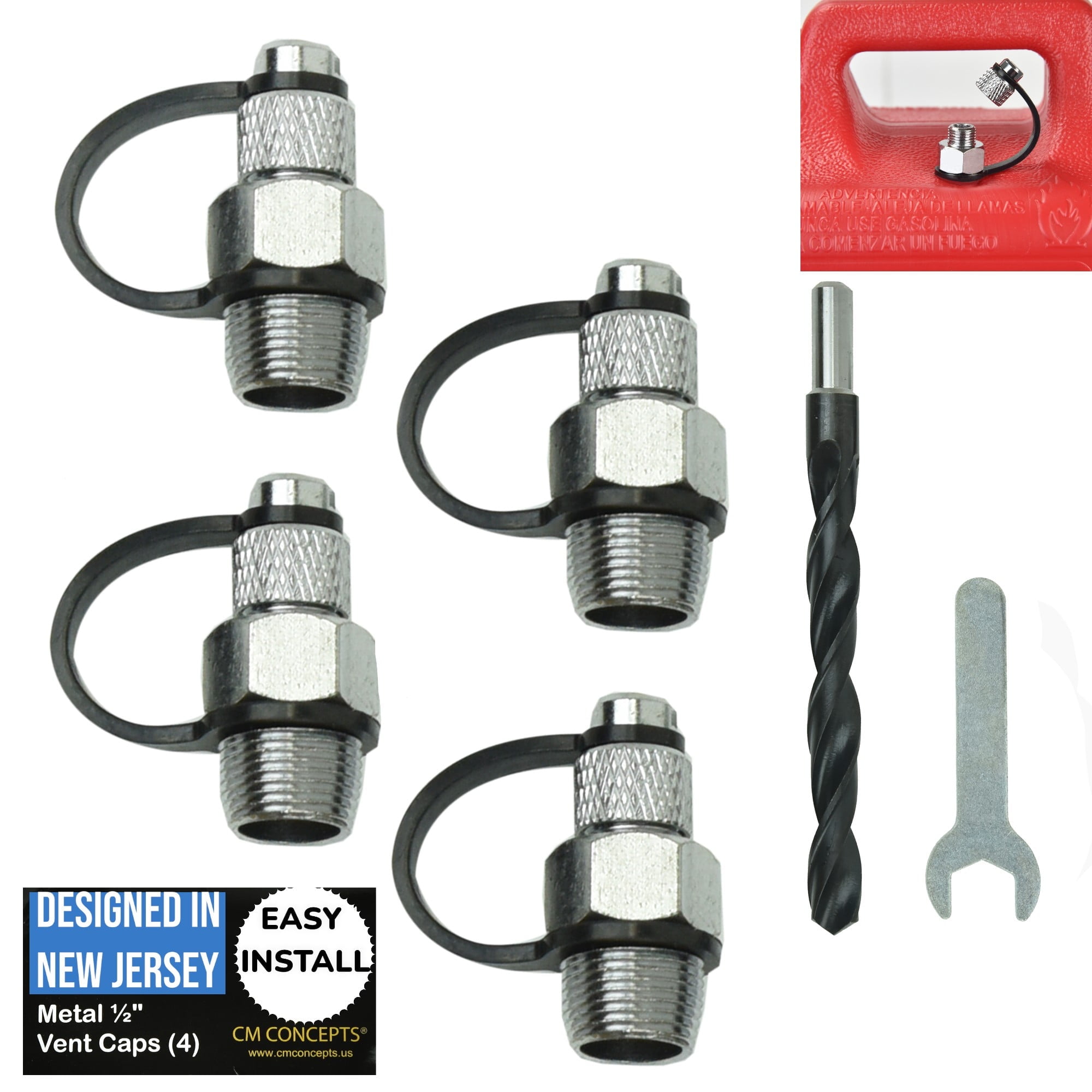 CM Concepts® U.S Gas / Water Can Robust Chrome Brass Vent Caps for 1/2 ...