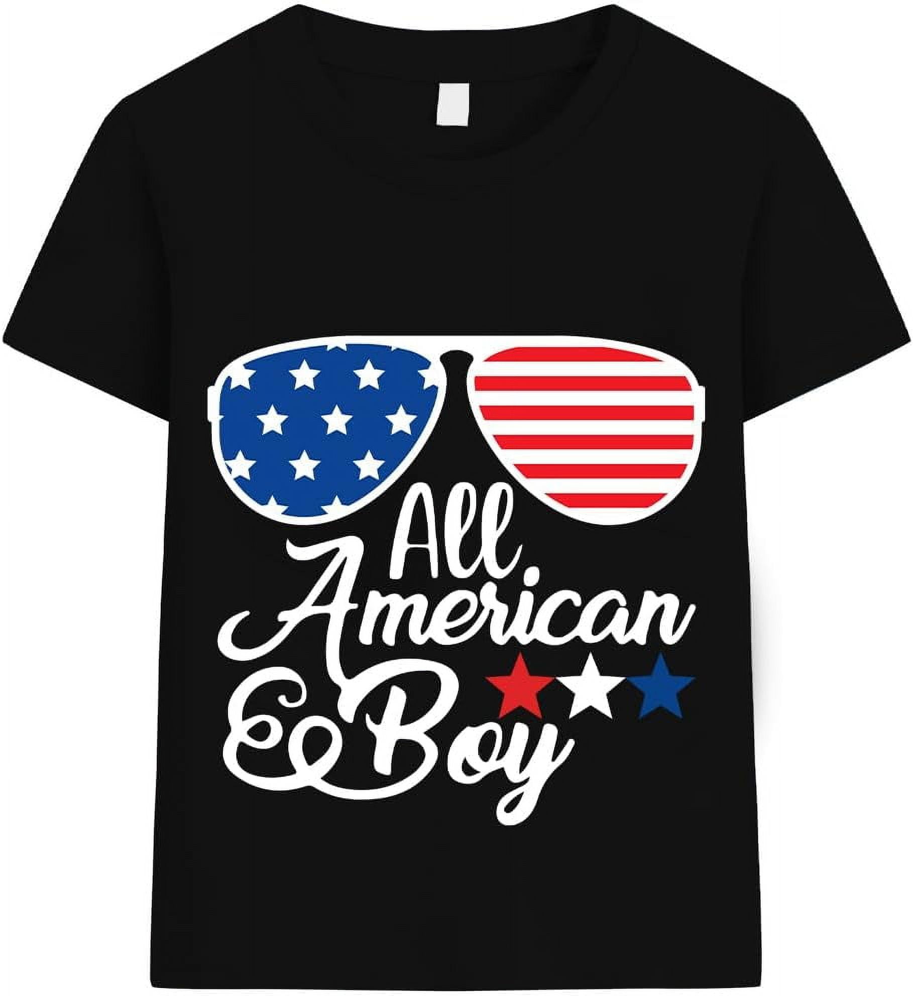 CM-Kid Boys American T-Shirt Kids Patriotic Train American Flag Tee ...
