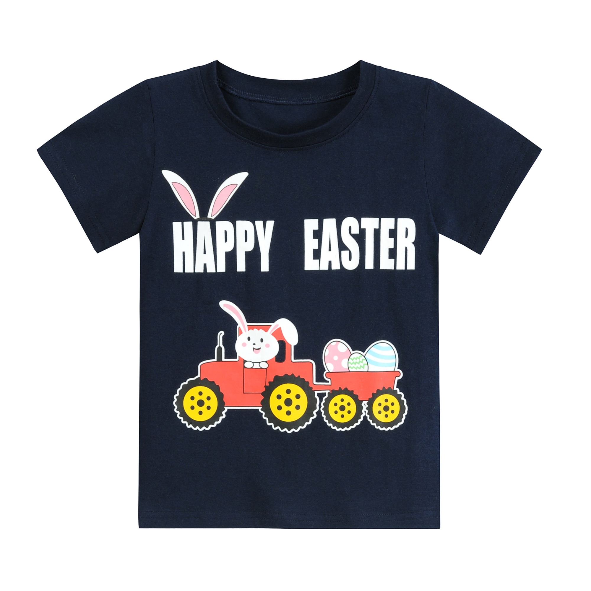 POPTEM Boys Easter Day T-Shirts Bunny Graphic Tee Short Sleeve Tops ...
