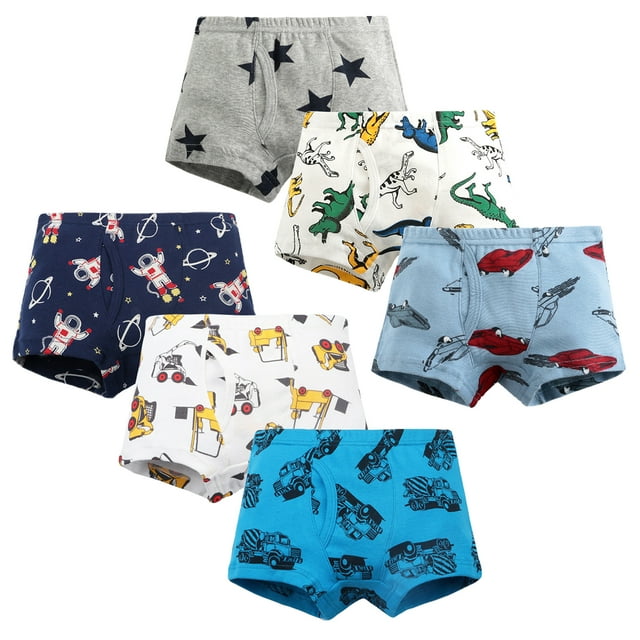 CM-Kid Boys Underwear Boxer Shorts Plane Excavator Shark Pattern Cotton ...