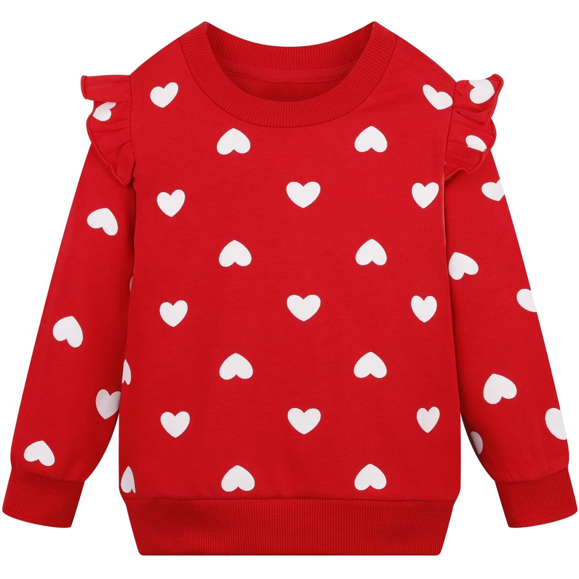 POPTEM Sweatshirts for Girls Heart Graphic Long Sleeve with Ruffle ...