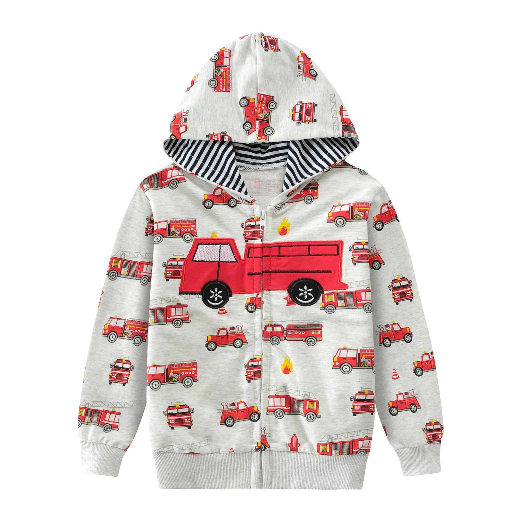 CM-Kid Toddler Boys Winter Hoodie Sweatshirt, Truck Print Zip-Up Jacket ...