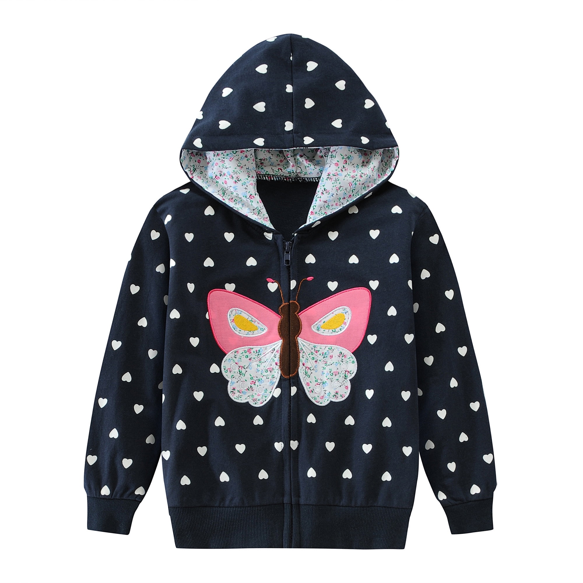 CM-Kid Little Girls Hoodies Sweatshirts Dot Butterfly Print Zip Up ...