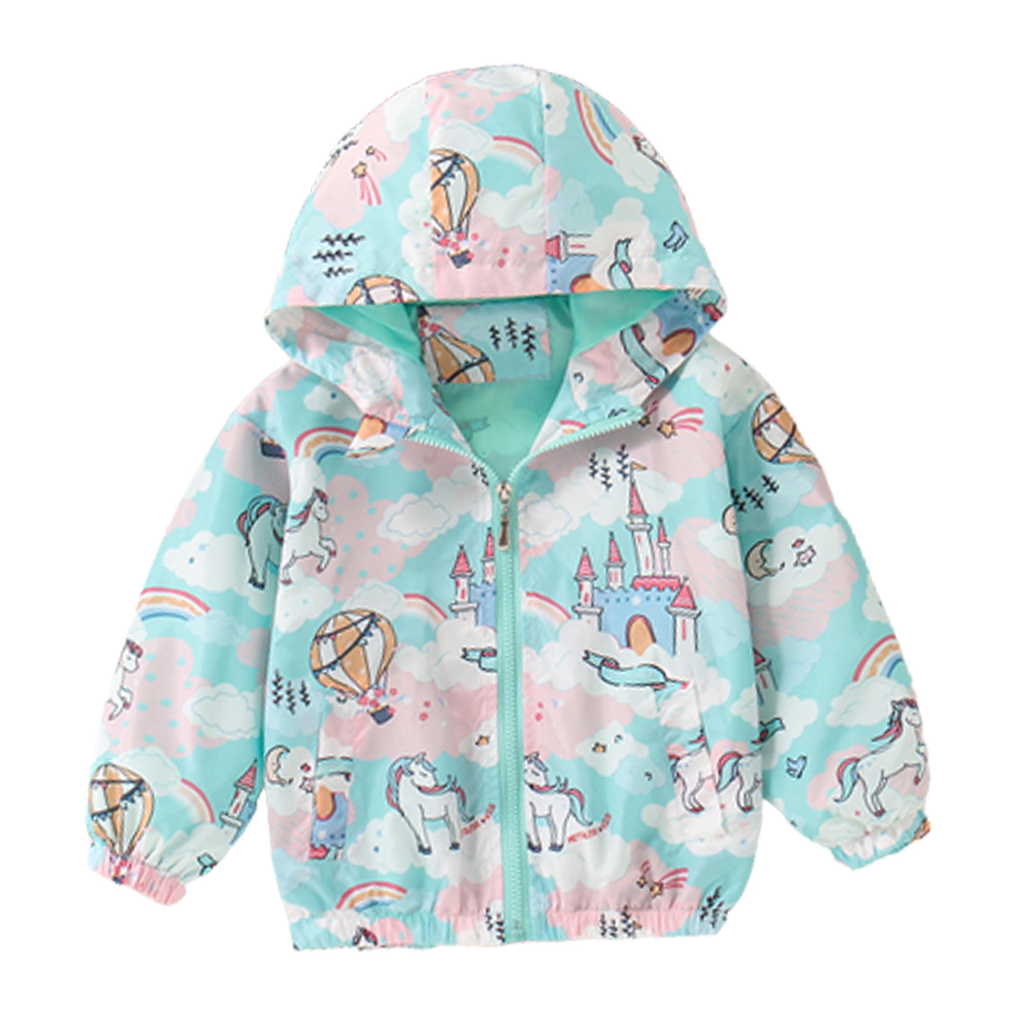 CM-Kid Little Girls Unicorn Hoodies Casual Hodded Windbreaker Zipper ...