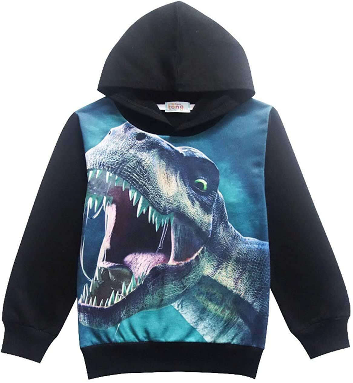 POPTEM Toddler Boys Dinosaur Hoodies 3D Print Long Sleeve Outdoor ...