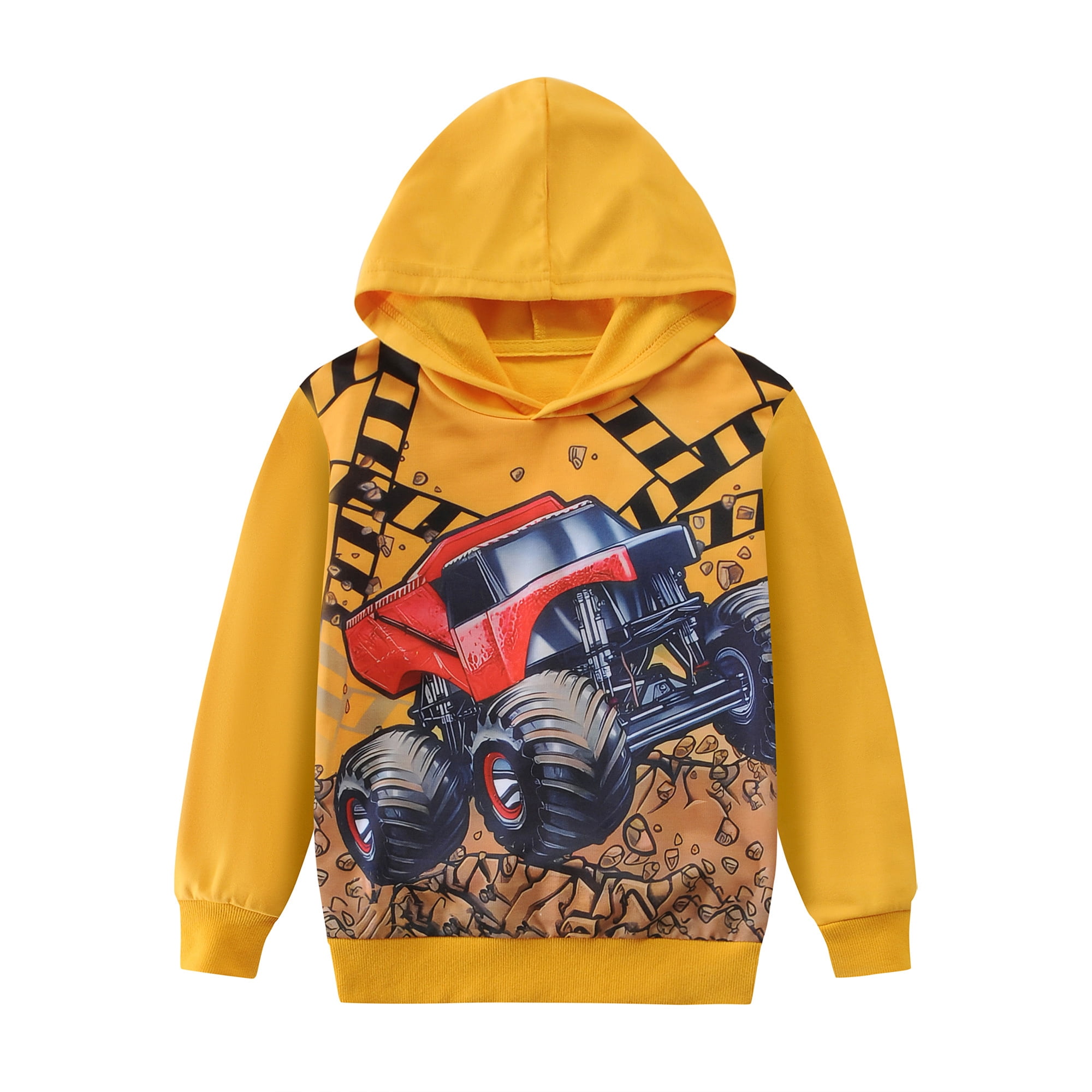 POPTEM Toddler Boys Hoodies 3D Print Long Sleeve Truck Hooded ...
