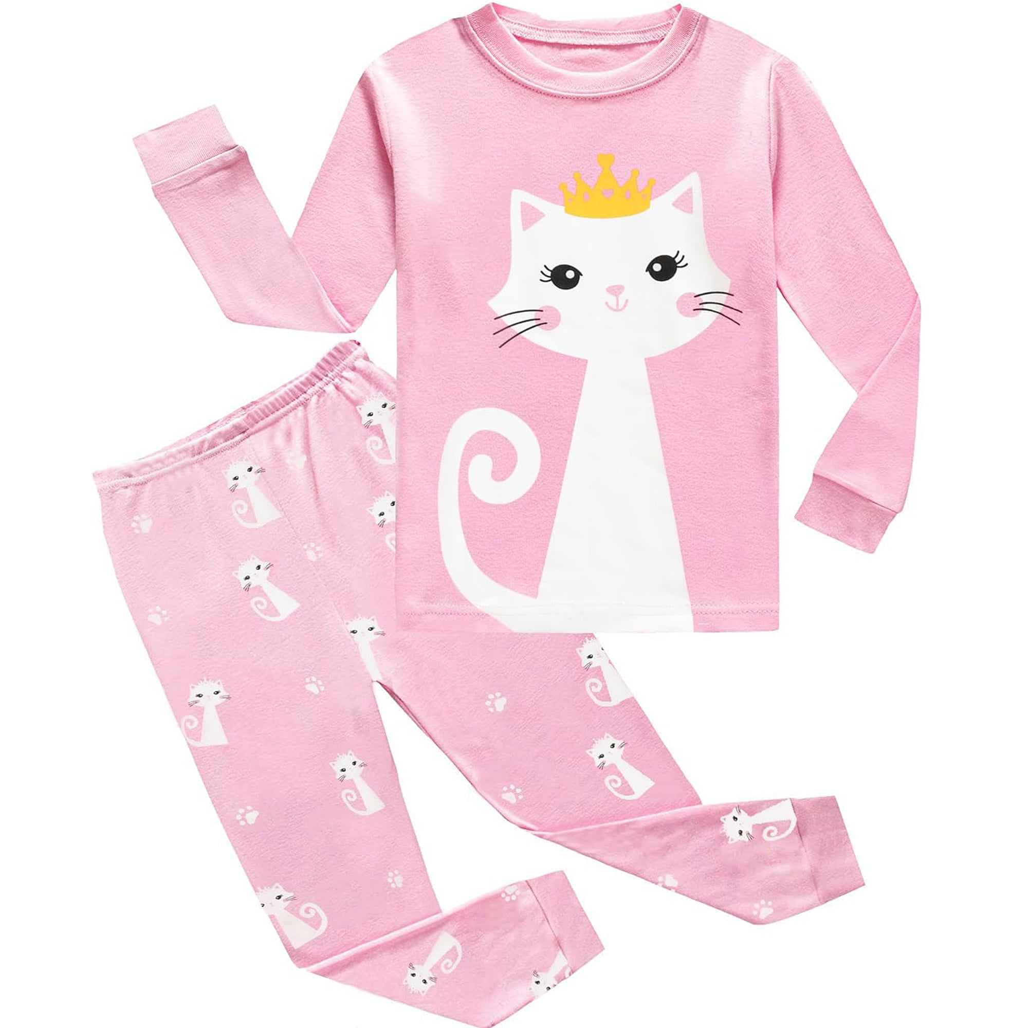 Customer reviews for POPTEM Toddler Girls Pajamas Cat Printed Pjs Long ...